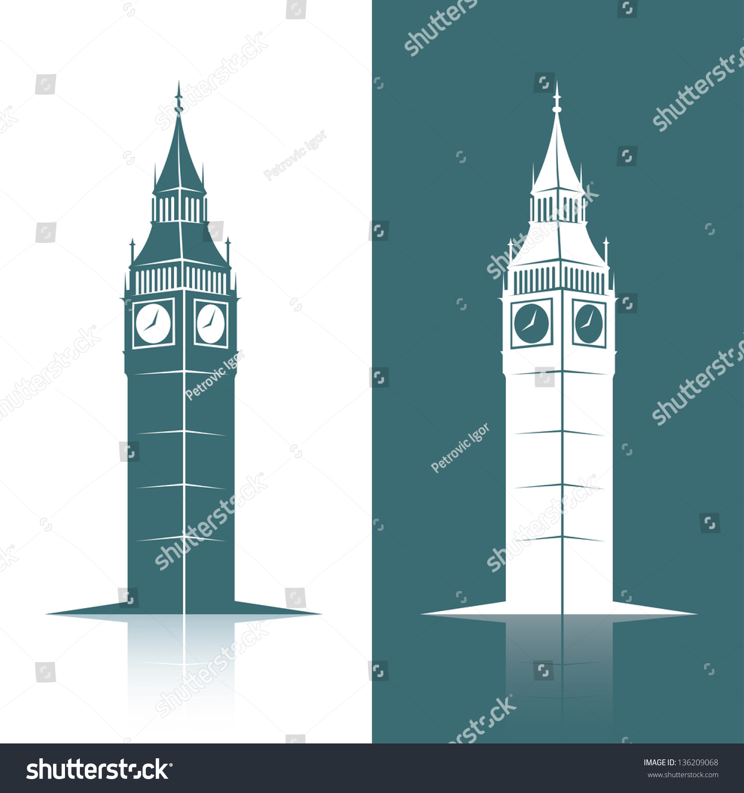 Big Ben Vector Illustration Stock Vector (Royalty Free) 136209068