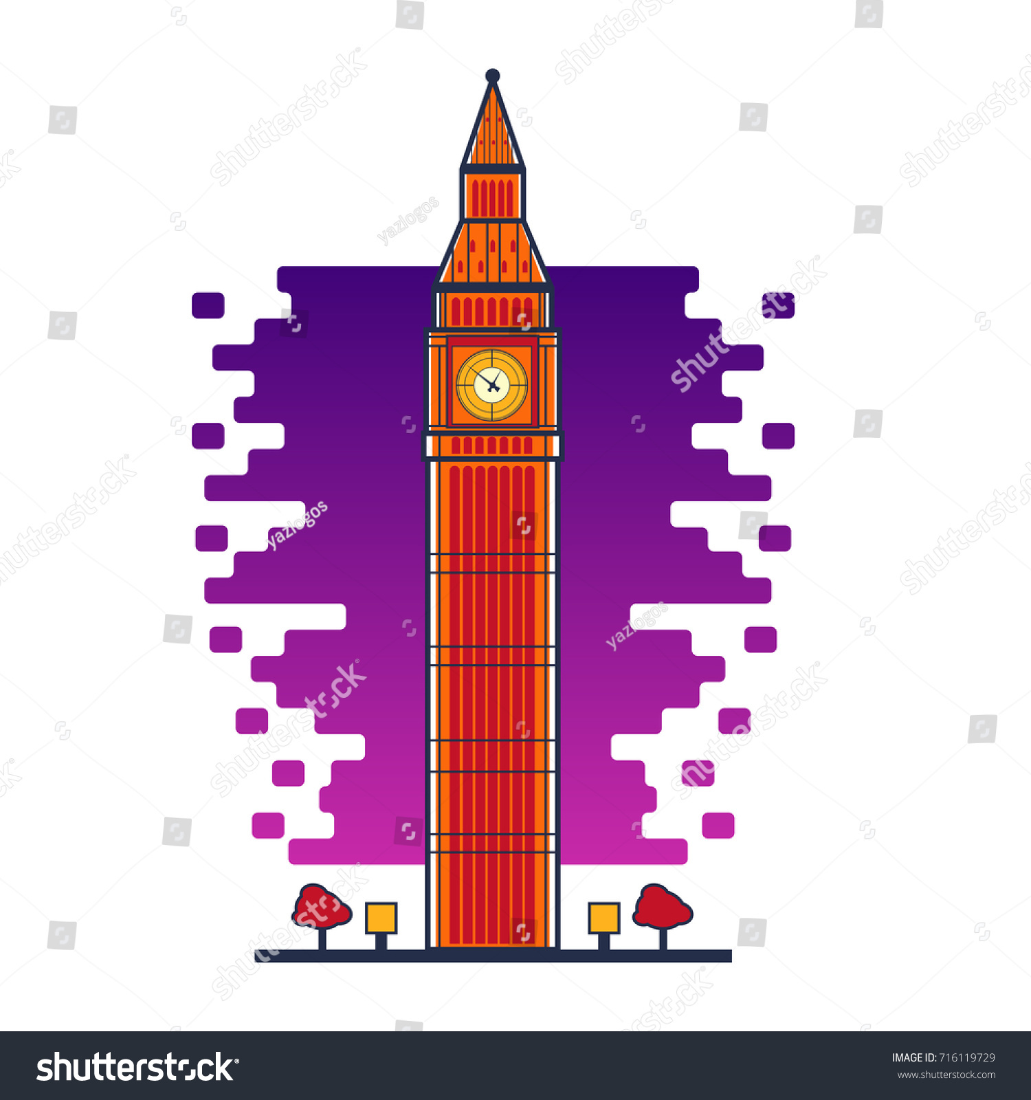 Big Ben Vector Illustration: เวกเตอร์สต็อก (ปลอดค่าลิขสิทธิ์) 716119729 ...