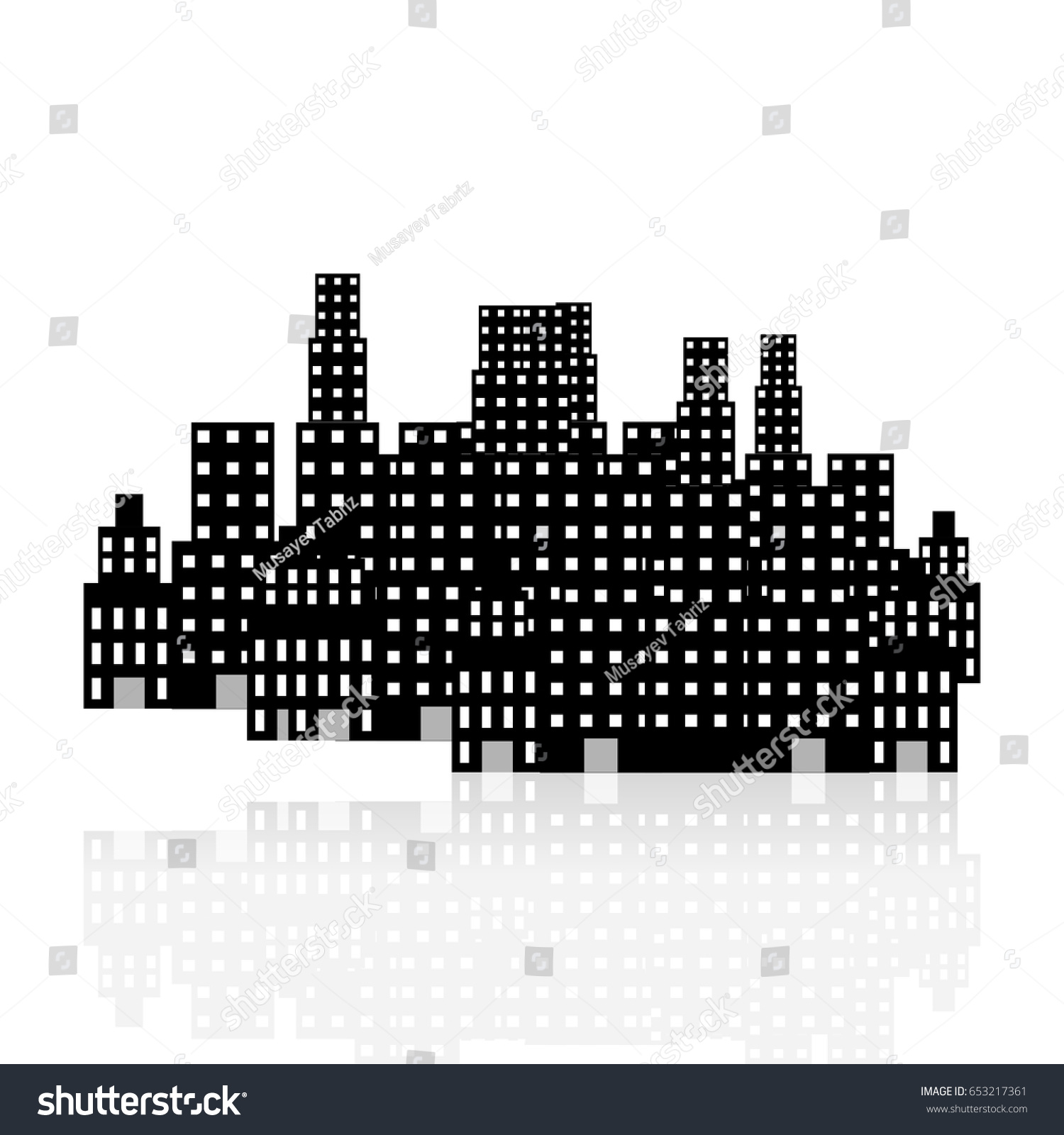 Big Black City Vector Stock Vector (Royalty Free) 653217361