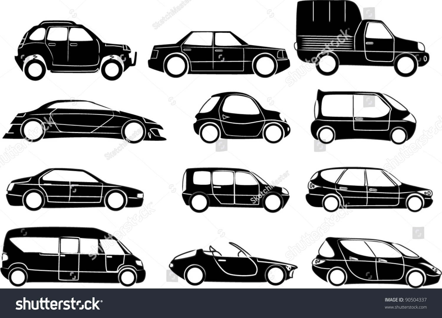 Big Cars Collection Vector Stock Vector (Royalty Free) 90504337 ...