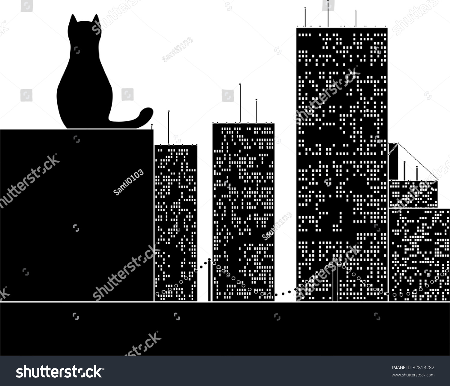 Big City Cat Stencil Vector Illustration Stock Vector (Royalty Free ...