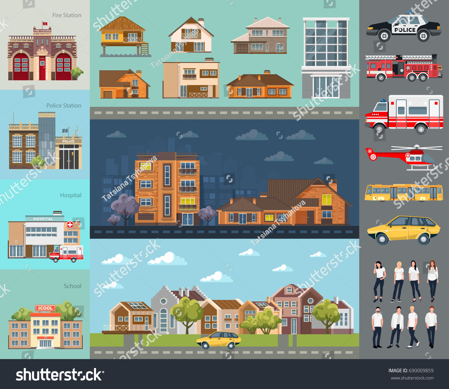 Big City Concept Infrastructure Vector Set Stock Vector (Royalty Free ...