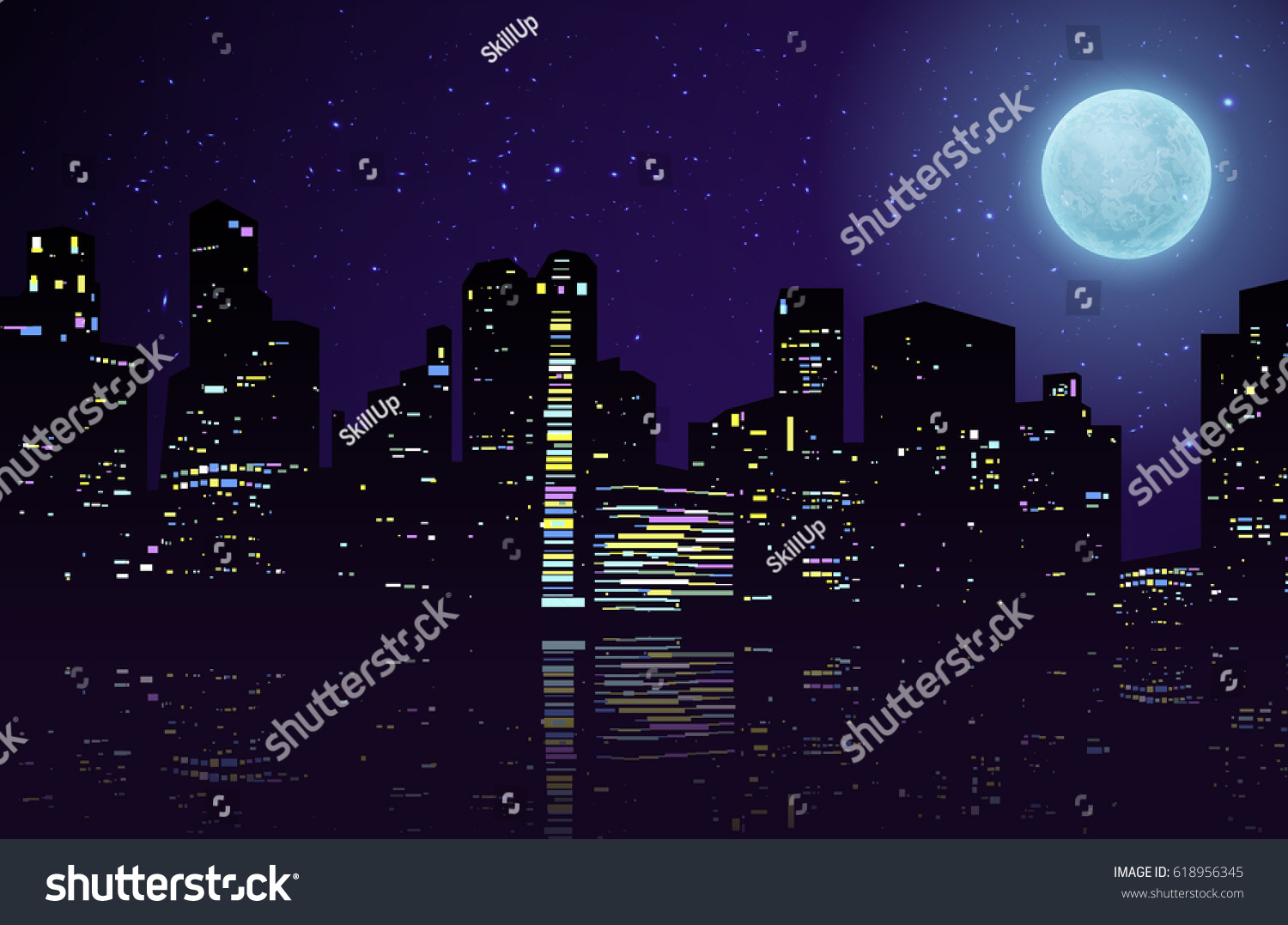 Big City Lights Vector Illustration Stock Vector (Royalty Free) 618956345