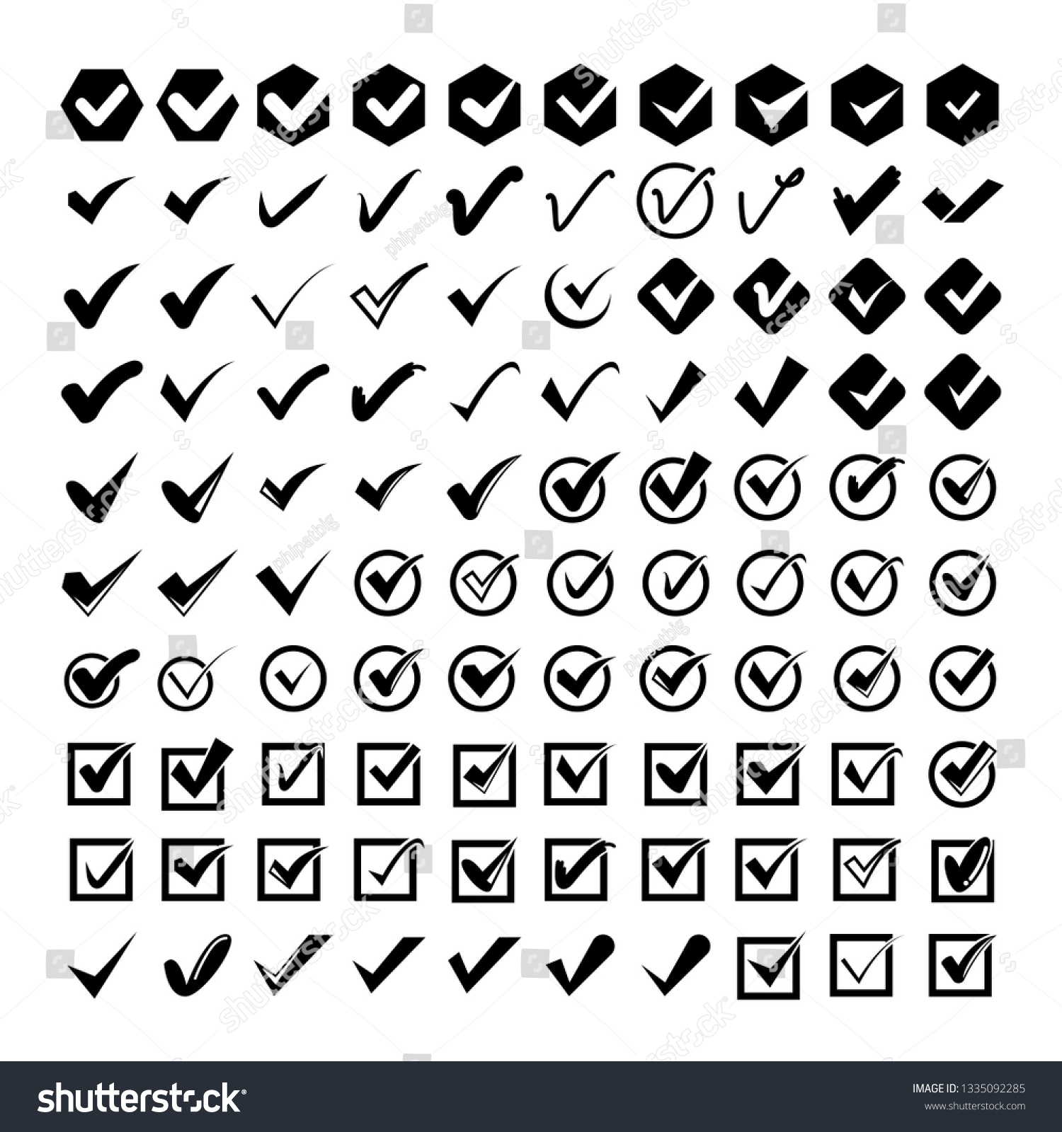 Big Collection Check Mark Icons Vector Stock Vector (Royalty Free ...