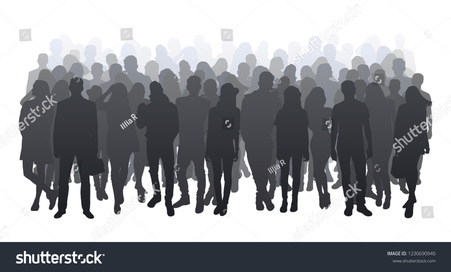 Vektor Stok Big Crowd Silhouette (Tanpa Royalti) 1230690940 | Shutterstock