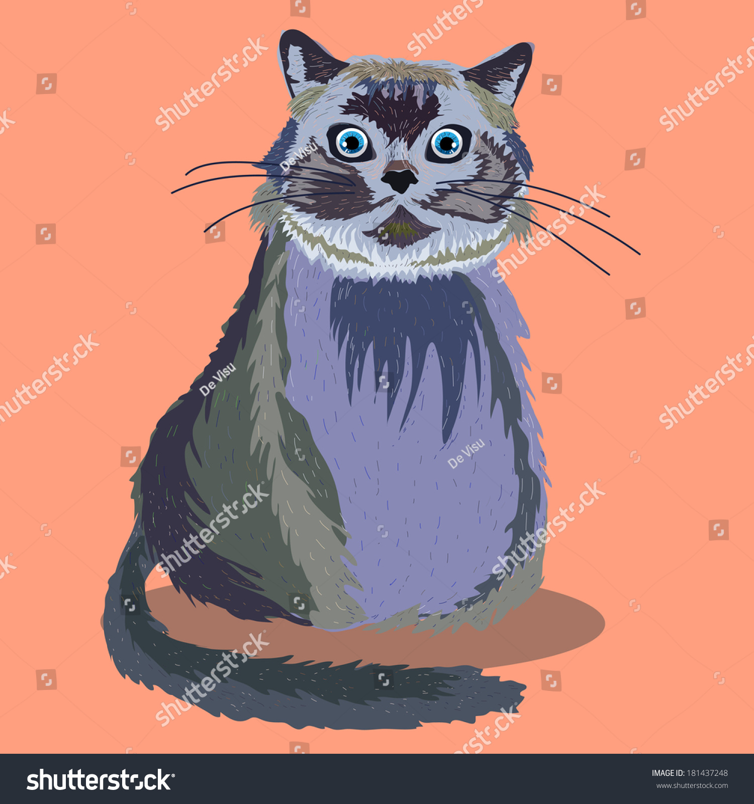 Big Cute Fluffy Cat Vector Illustration Stock Vector (Royalty Free ...