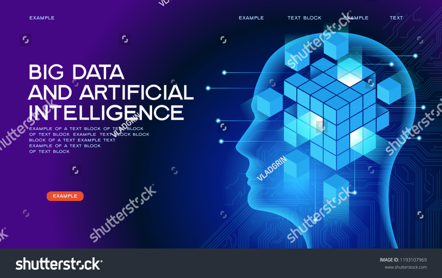 Big Data Artificial Intelligence Concept Robot Stock Vector (Royalty ...