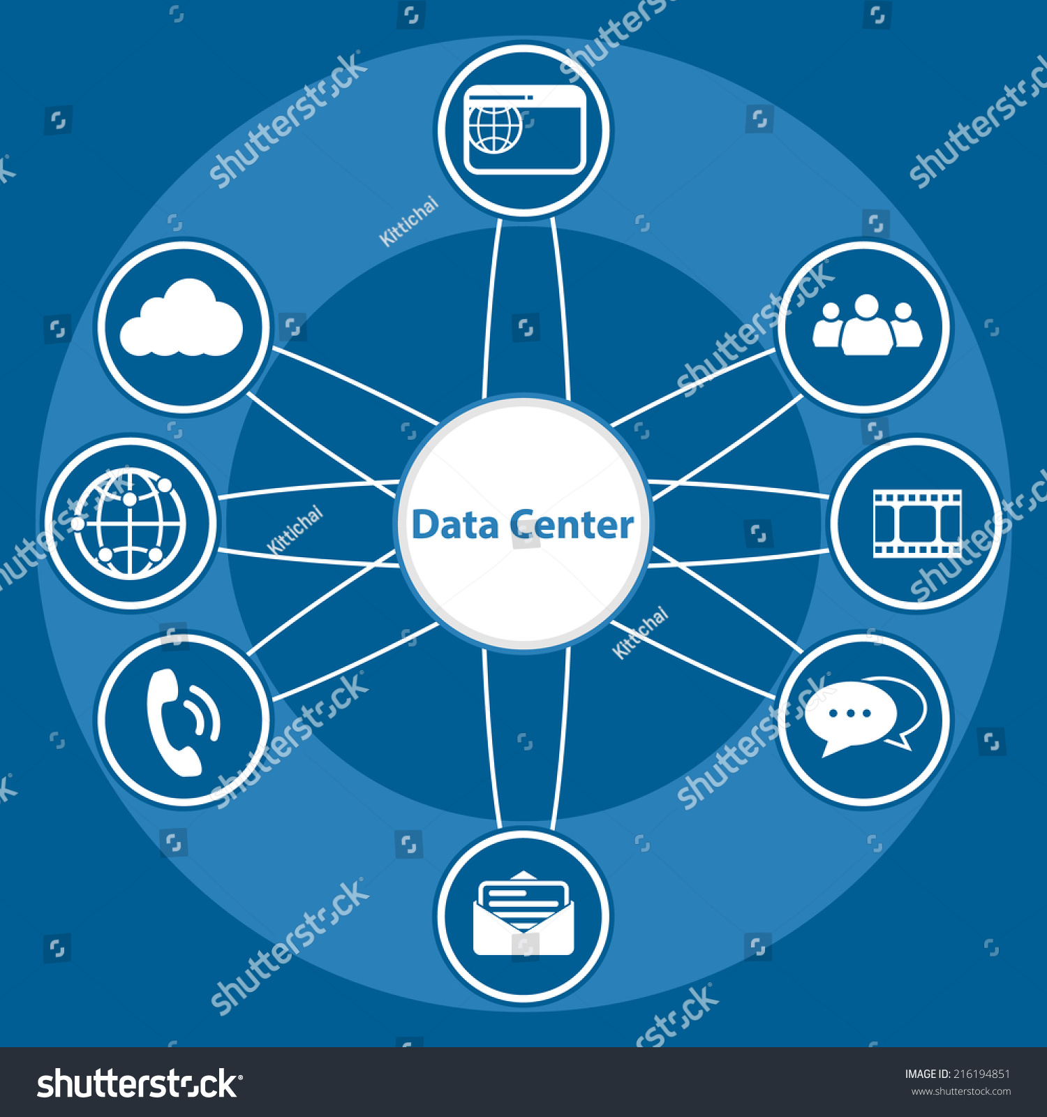 Big Data Icon Set, Data Center And Centralized Stock Vector ...