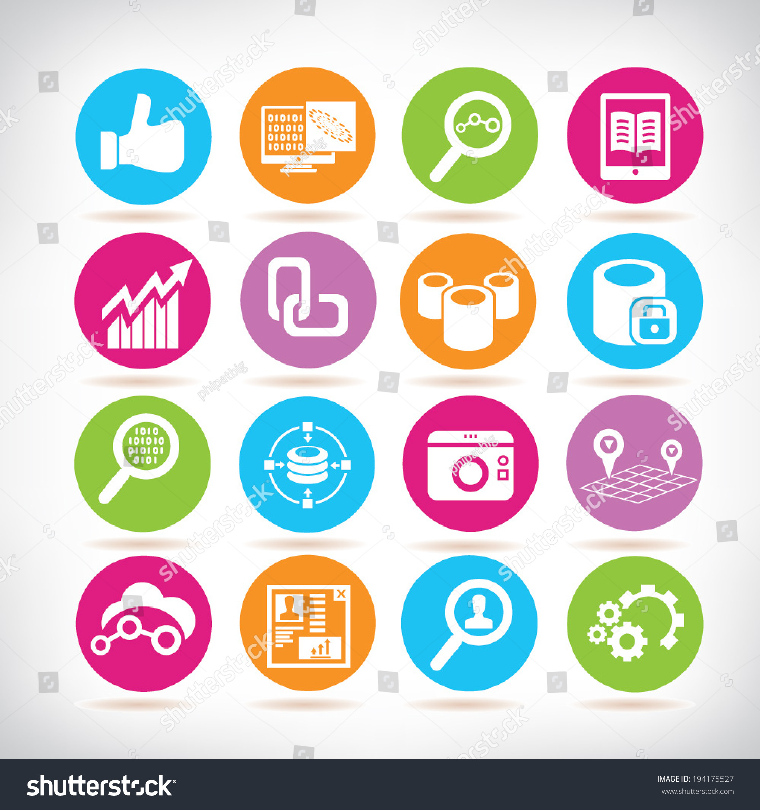 Big Data Icons Set Data Analysis Stock Vector (Royalty Free) 194175527