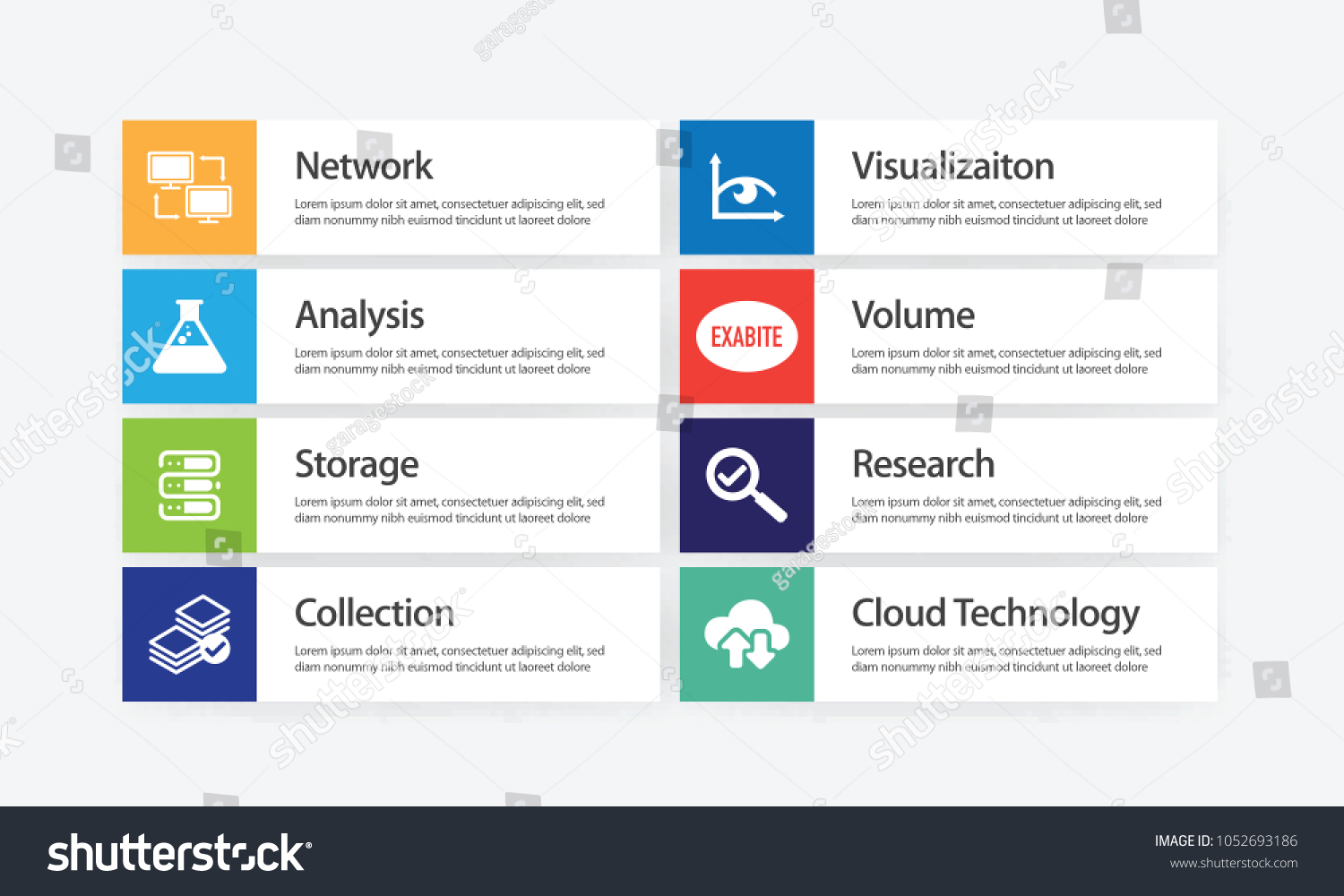 Big Data Infographic Icon Set Stock Vector (Royalty Free) 1052693186