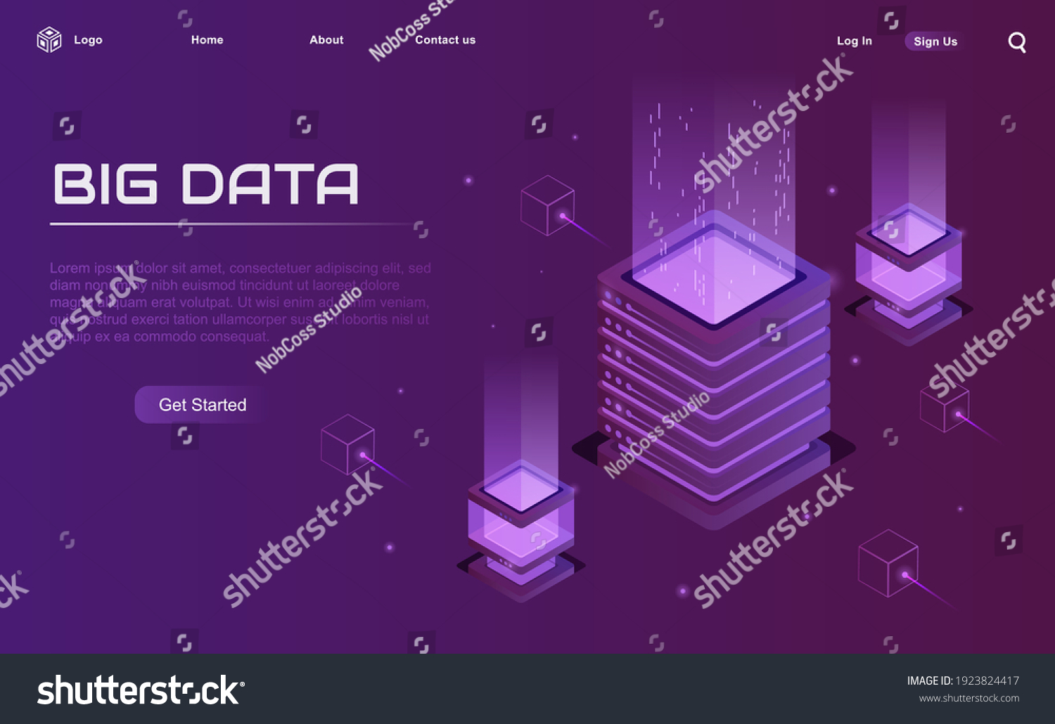 Big Data Isometric 3d Concept Server Stock Vector (Royalty Free) 1923824417