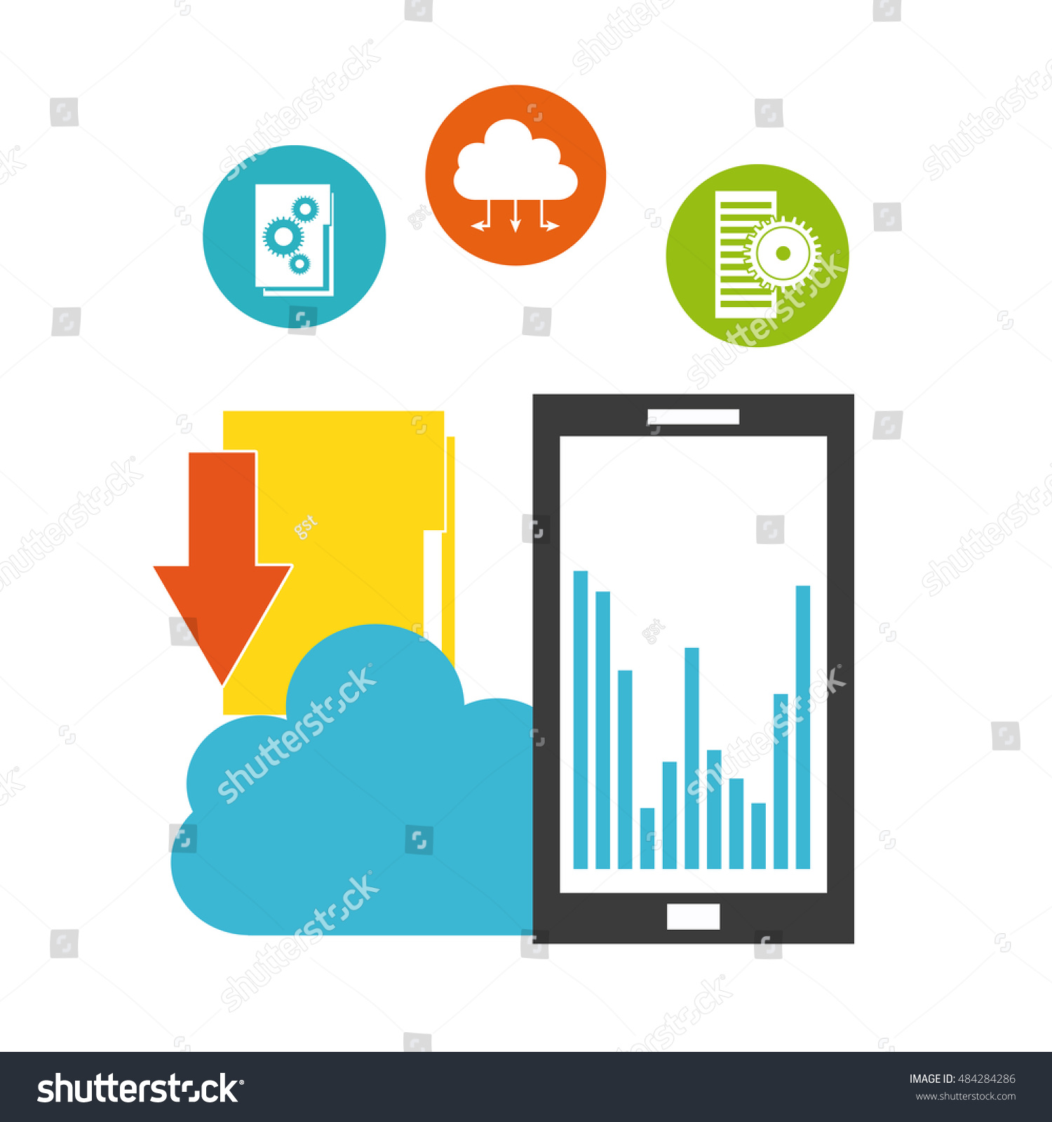 Big Data Management Icons Vector Illustration Stock Vector (Royalty ...