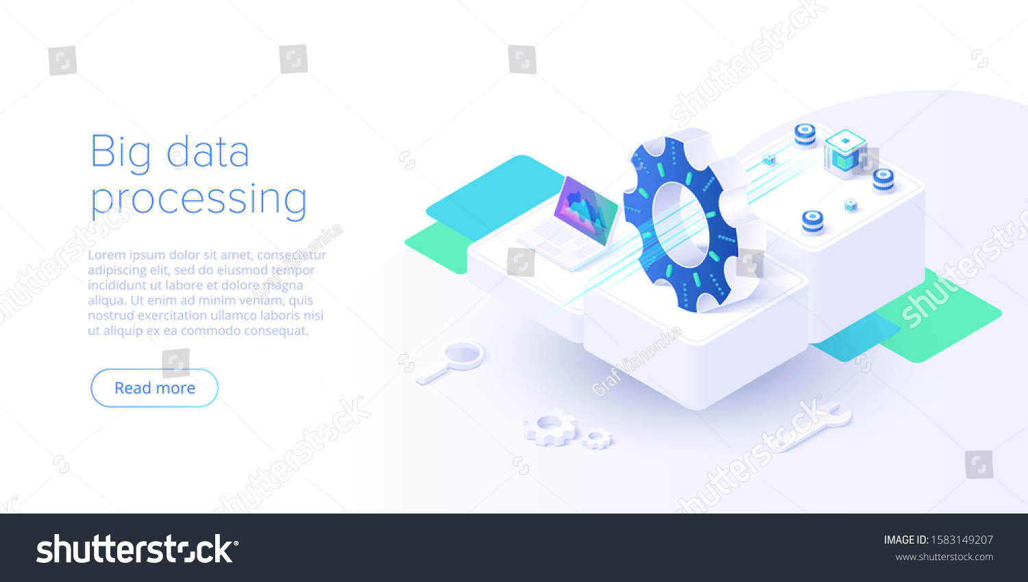 Big Data Technology Isometric Vector Illustration Stock Vector (Royalty ...