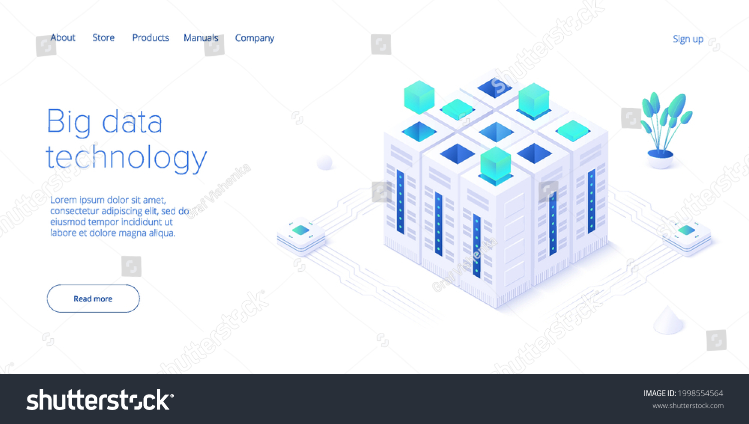 Big Data Technology Isometric Vector Illustration Stock Vector (Royalty ...