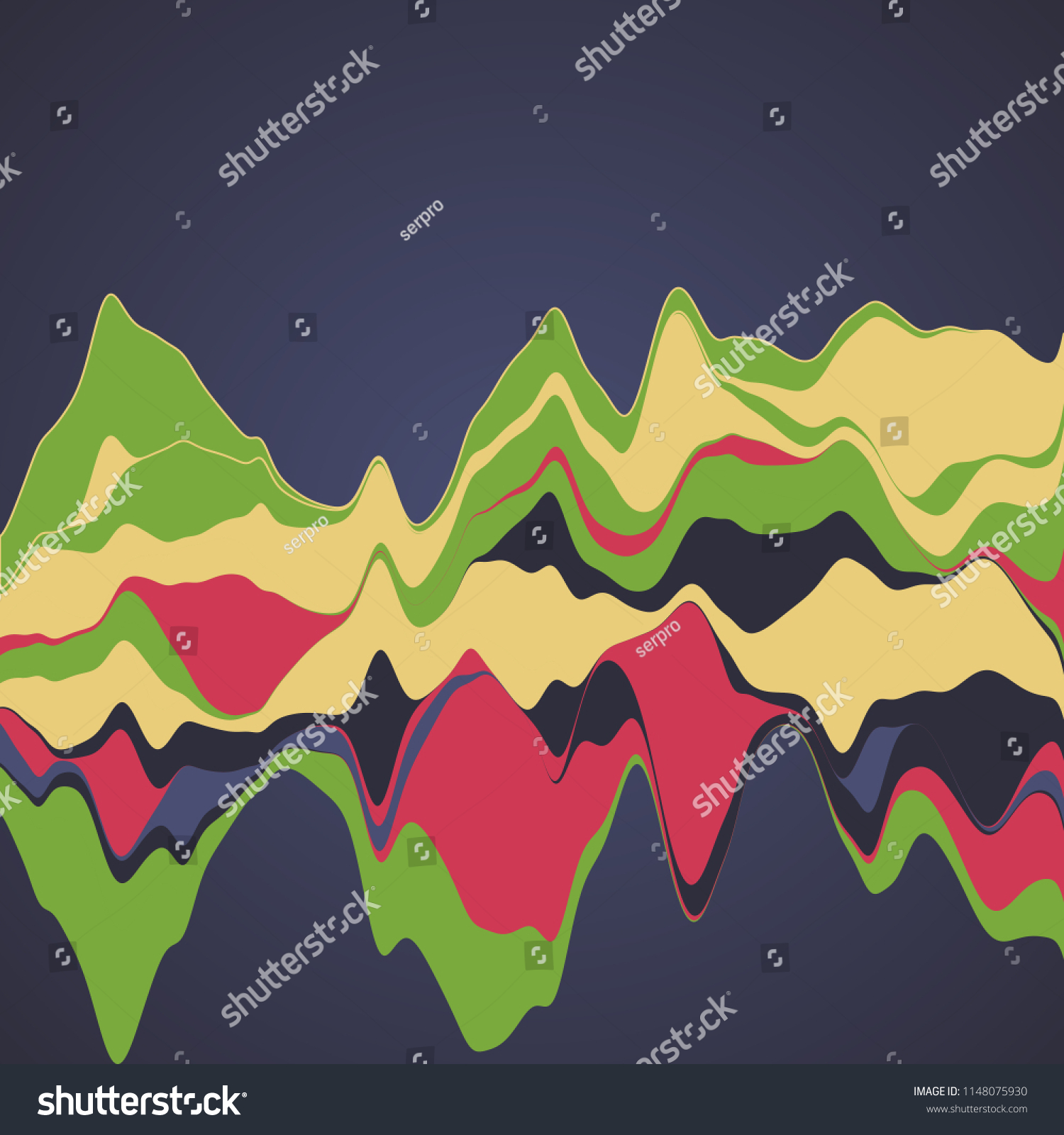Big Data Visualization Streamgraph Futuristic Infographic: เวกเตอร์ ...