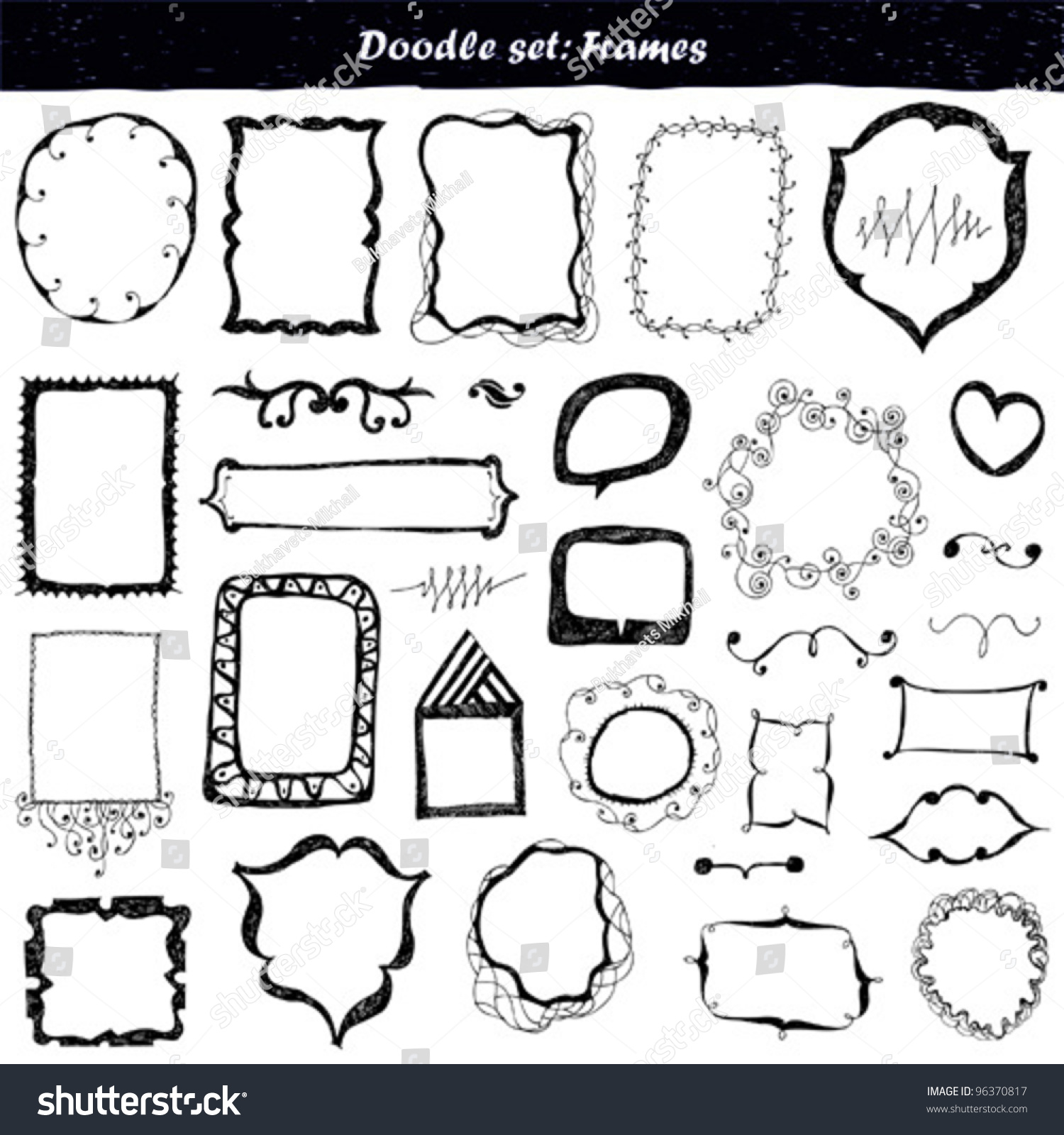 conjunto de doodle grande - elementos: vector de stock (libre de ...
