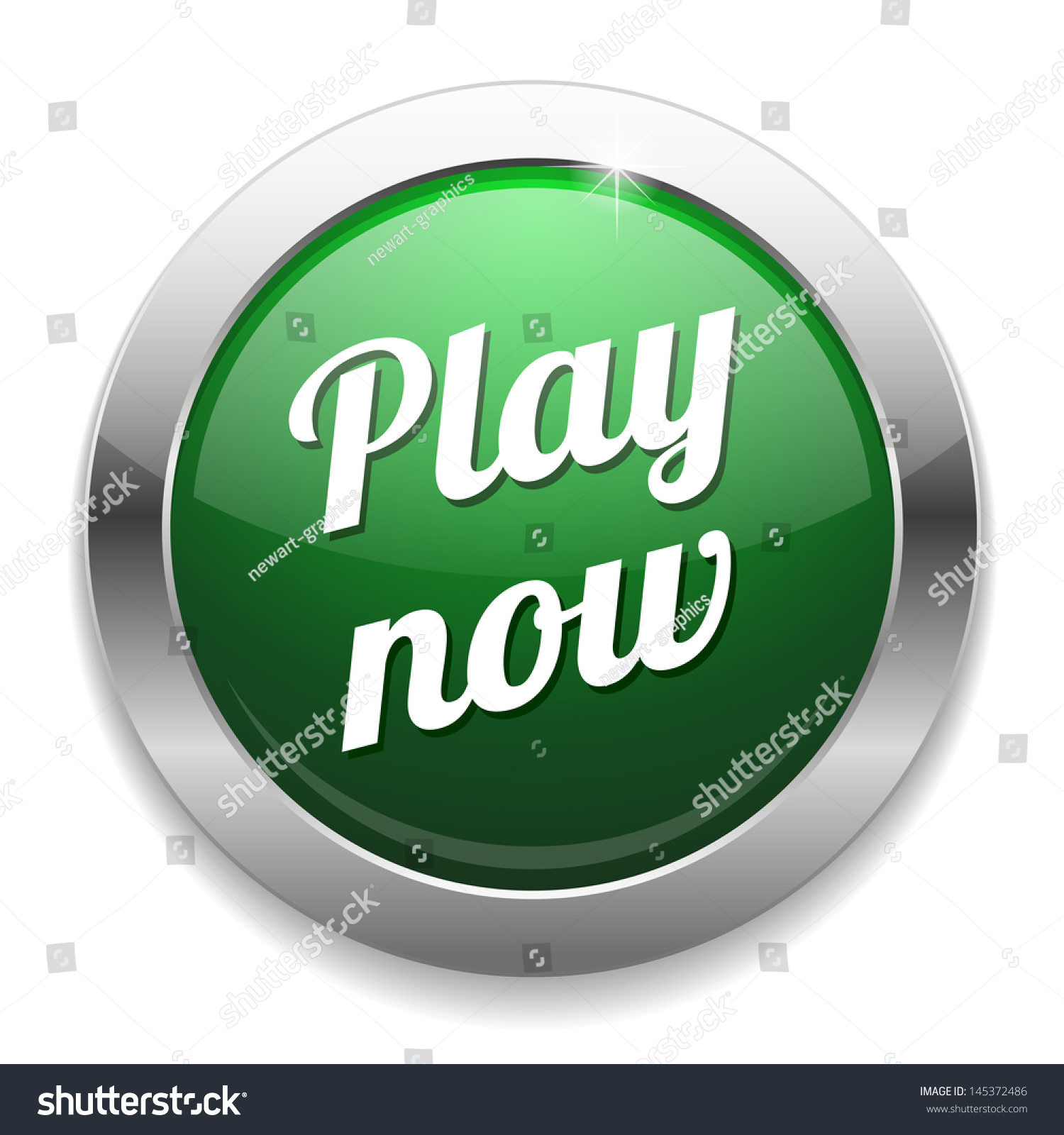 Vektor Stok Big Green Metallic Play Now Button (Tanpa Royalti ...