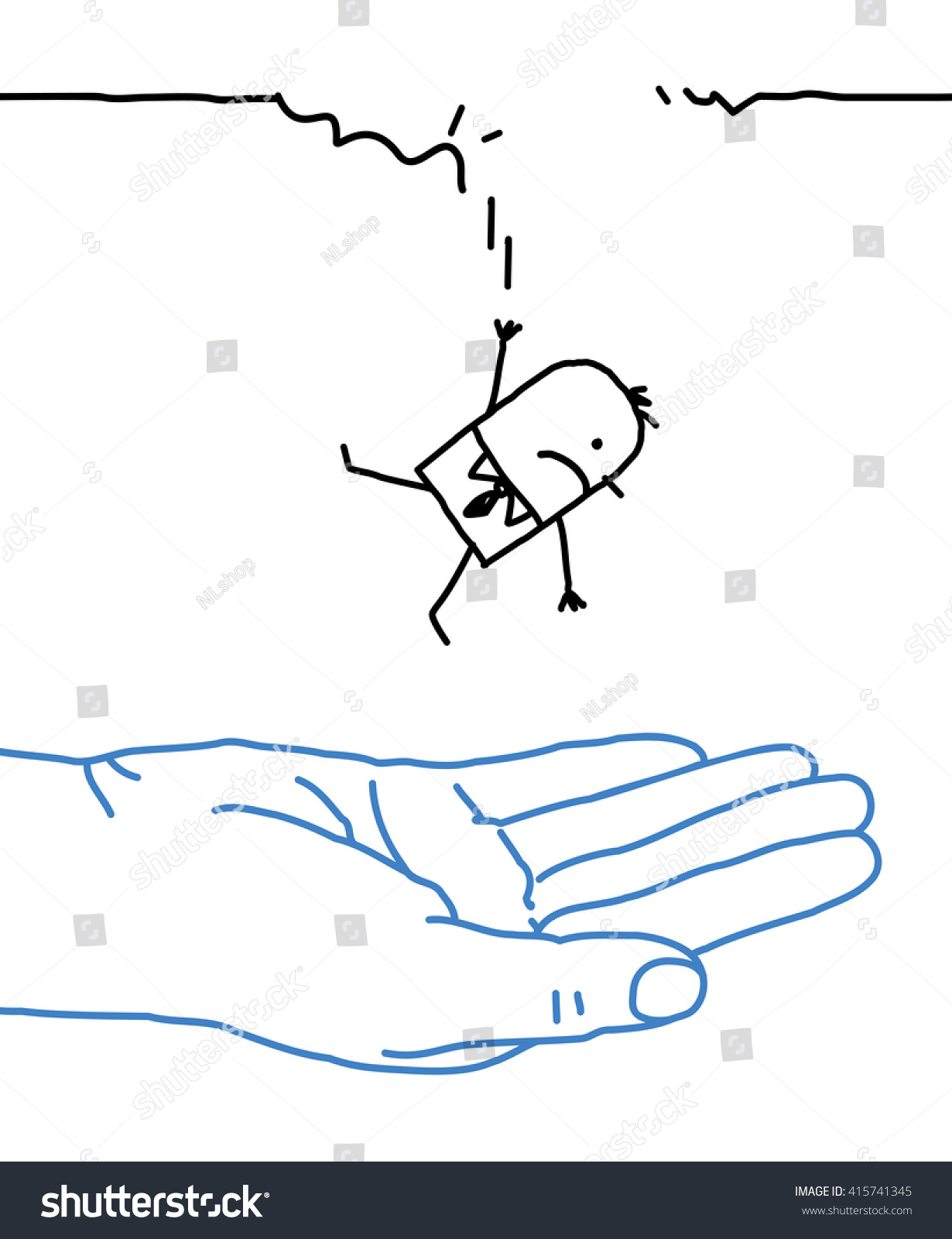 Big Hand Cartoon Character Falling Stock Vector (Royalty Free ...