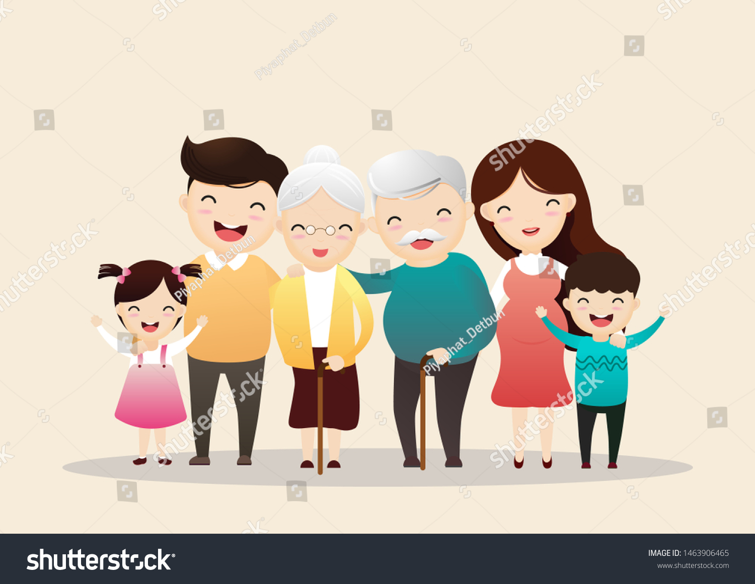 Big Happy Family Portrait Three Generations Stock Vector (Royalty Free ... Big Happy Family Portrait Three Generations Stock Vector (Royalty Free ...