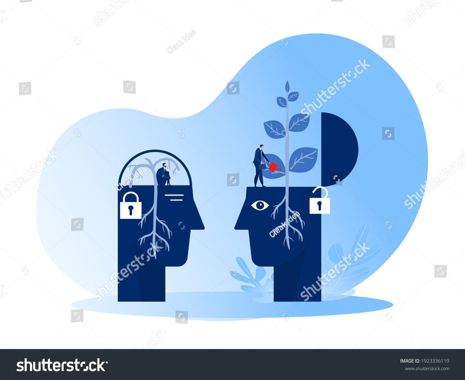 Big Head Human Think Growth Mindset Stock Vector (Royalty Free) 1923336119