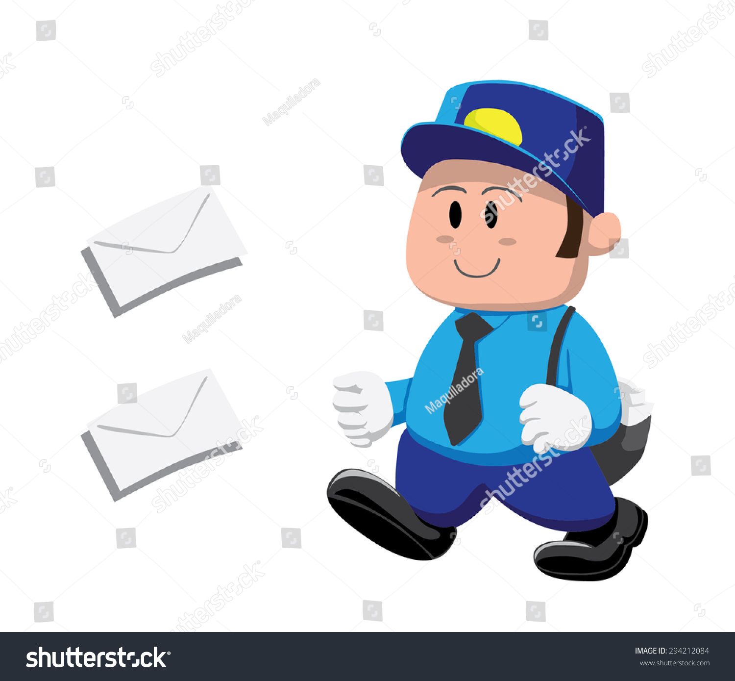 Big Head Postman Cartoon Vector Illustration: เวกเตอร์สต็อก (ปลอดค่า ...
