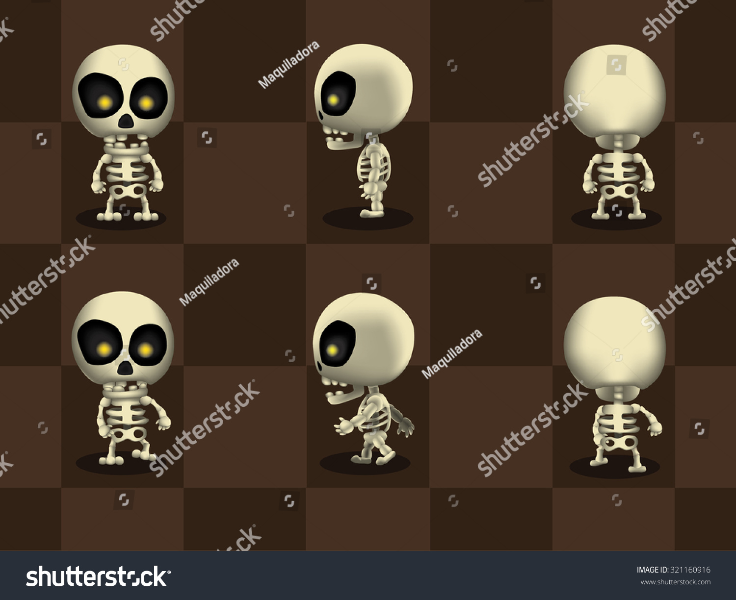 Big Head Skeleton Walking Cartoon Vector Stock Vector (Royalty Free ...