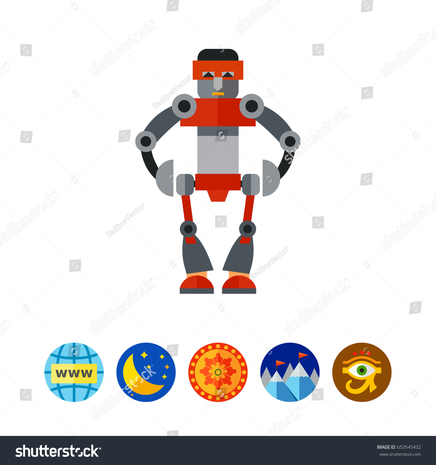 Big Humanoid Robot Icon: vector de stock (libre de regalías) 653545432