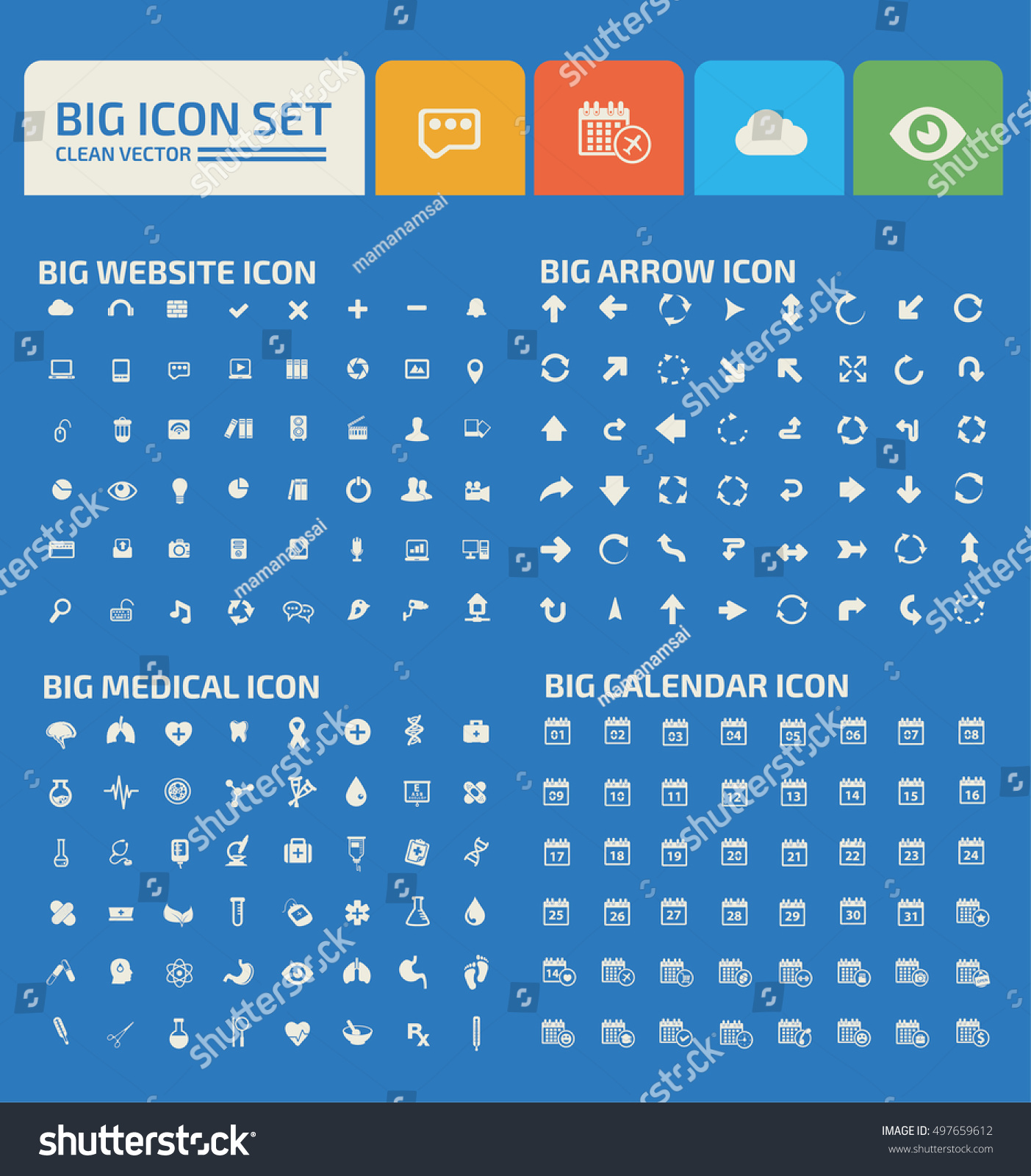 Big Icon Set Designclean Vector: vector de stock (libre de regalías ...