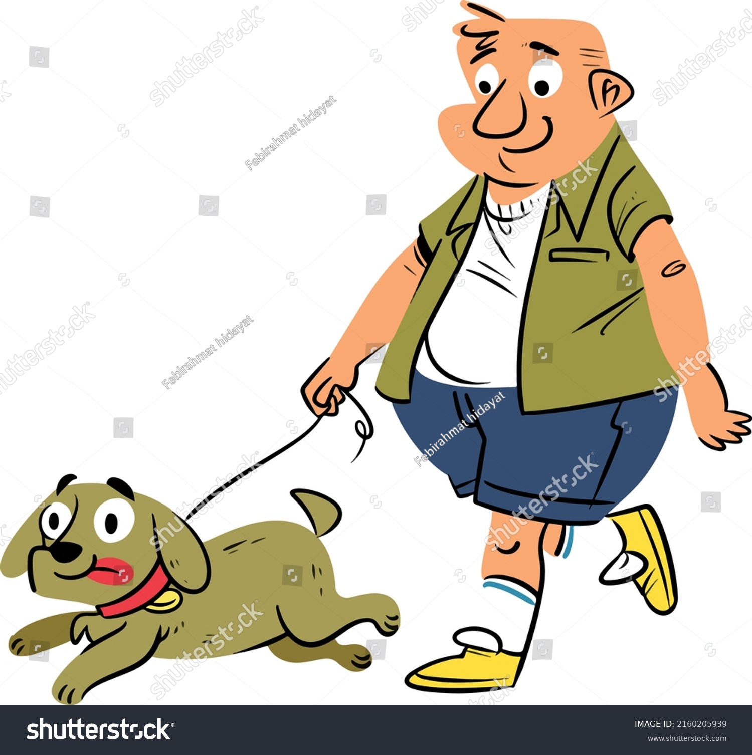 Big Man Run Dog Chartoon Vector Stock Vector (Royalty Free) 2160205939 ...