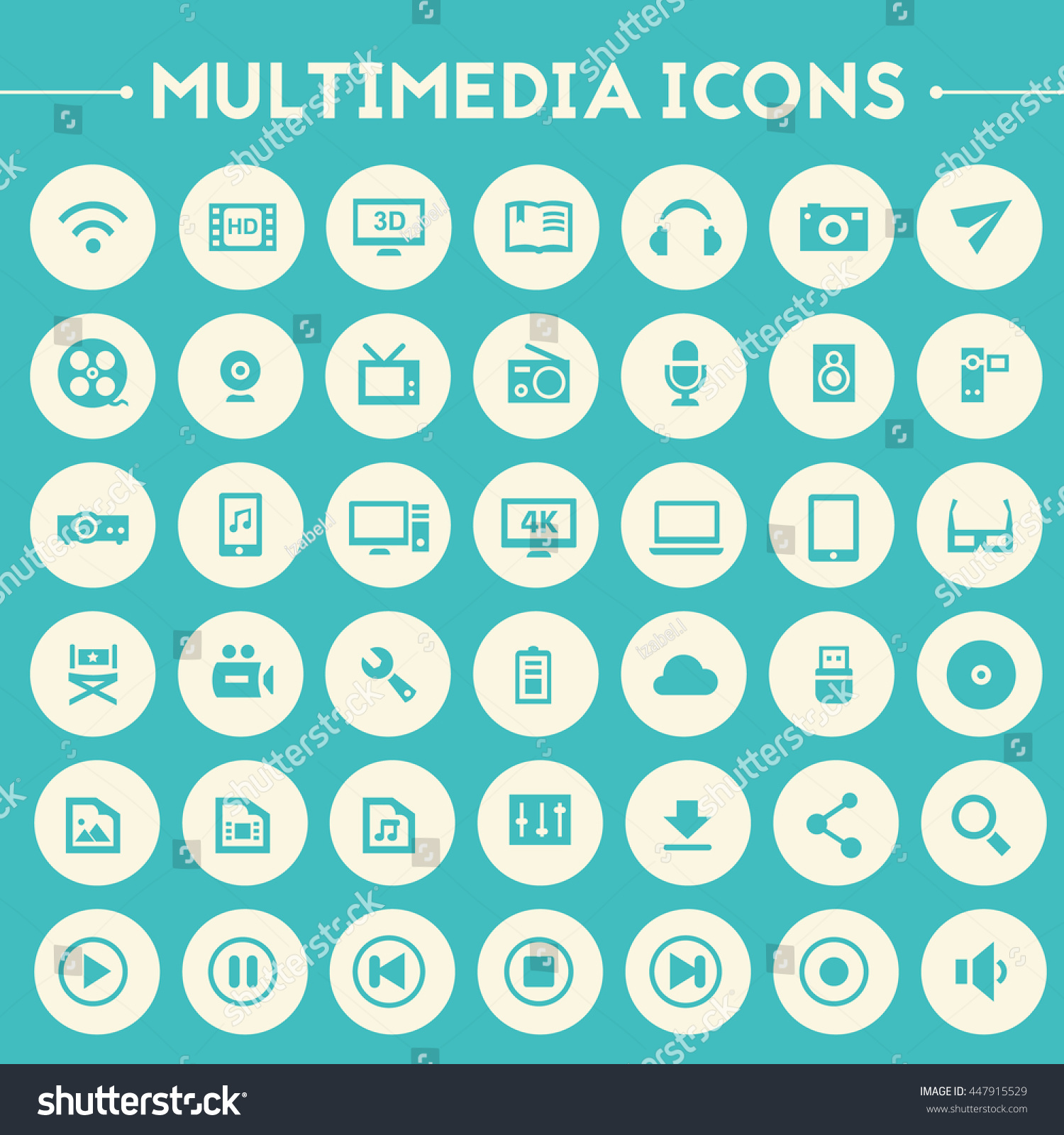 Big Multimedia Icon Set Stock Vector 447915529 : Shutterstock