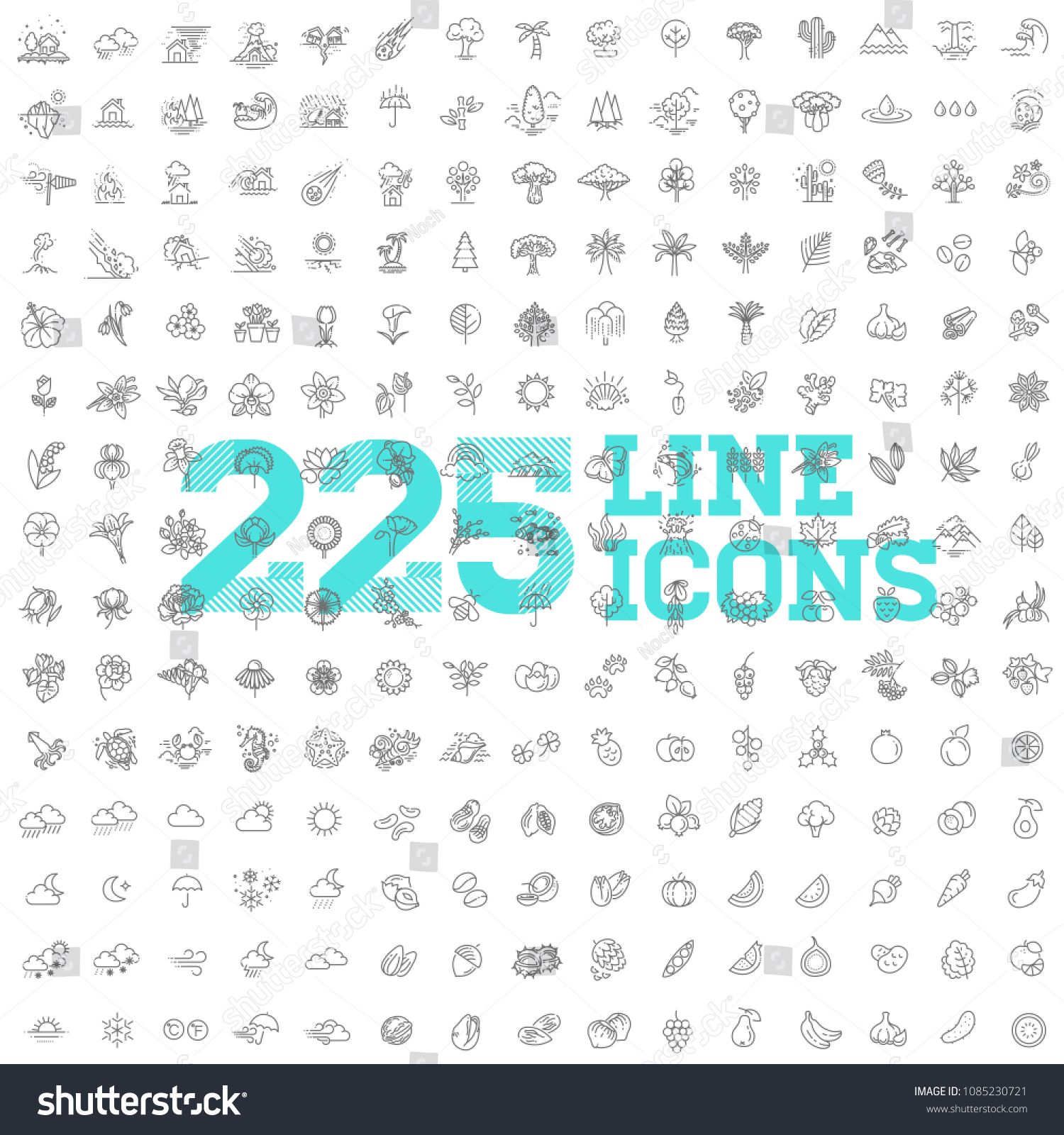 Big Natural Icon Set Stock Vector (Royalty Free) 1085230721 | Shutterstock