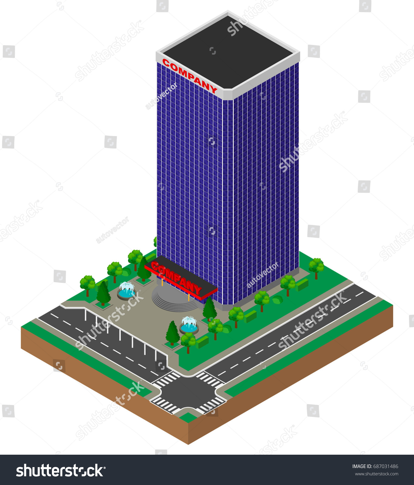 Big Office Building Skyscraper Isometric: vector de stock (libre de regalías) 687031486 ...