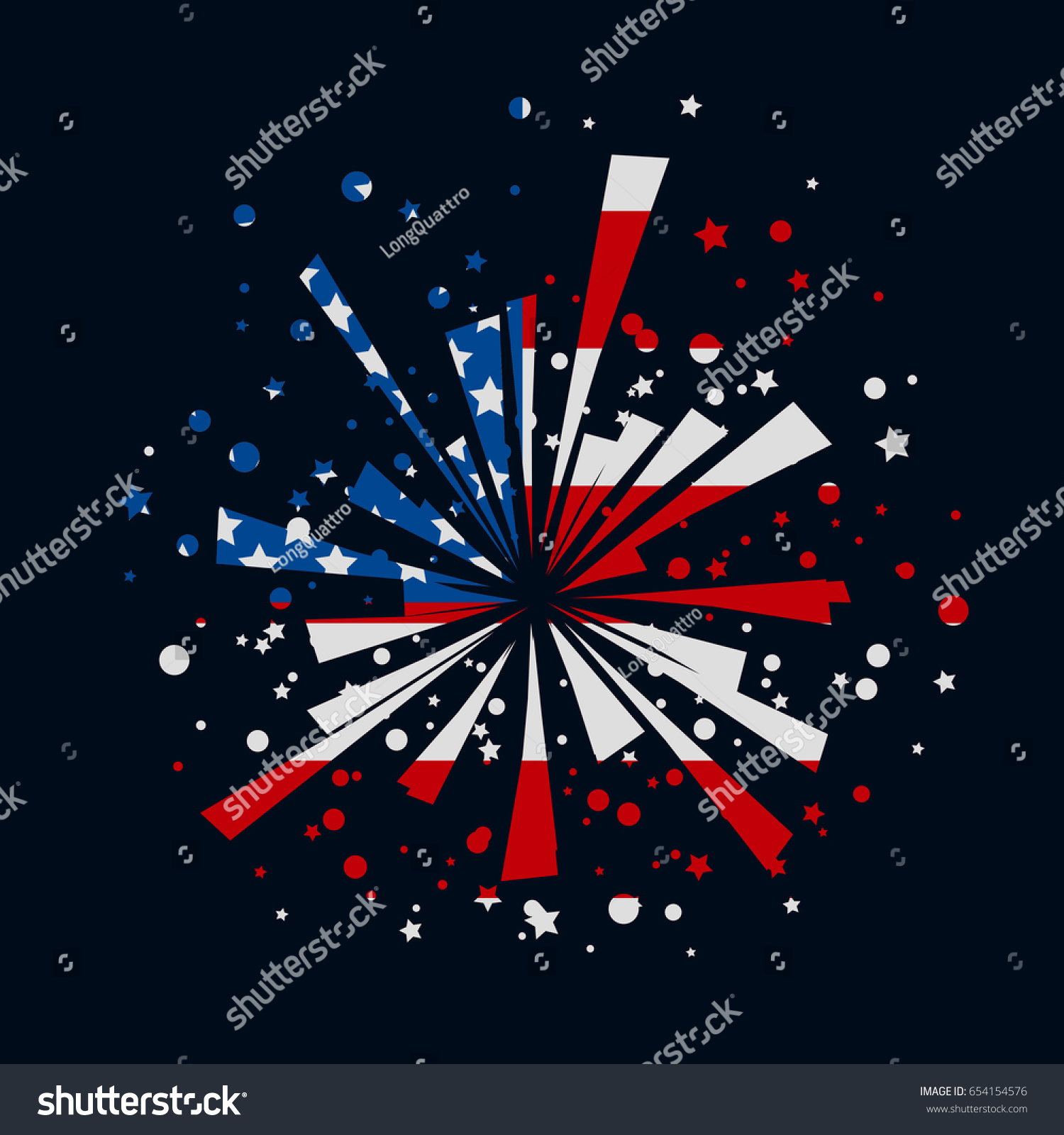 Big Red Blue Firework Usa Flag Stock Vector (Royalty Free) 654154576 ...