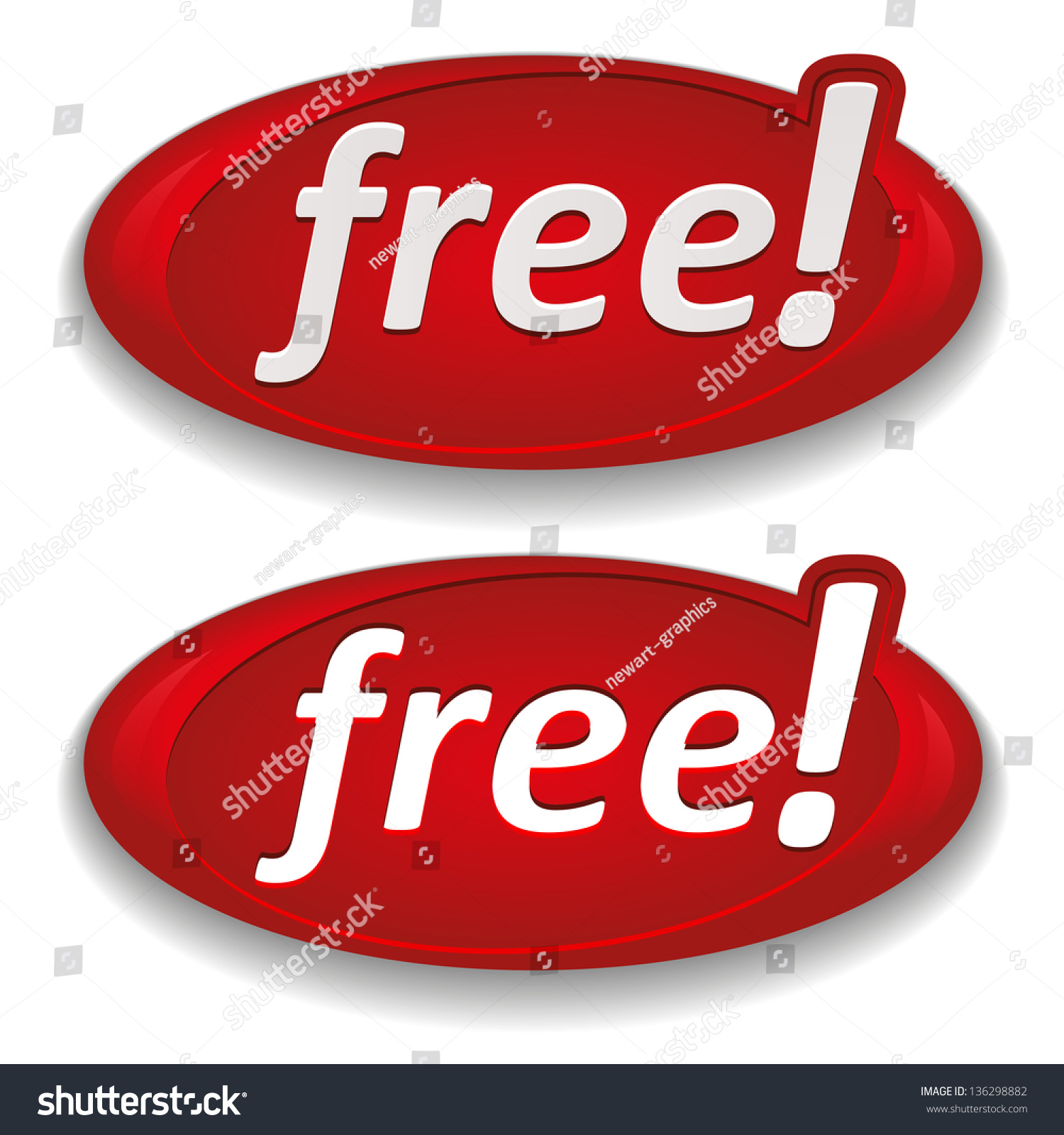 Big Red Free Button Stock Vector (Royalty Free) 136298882