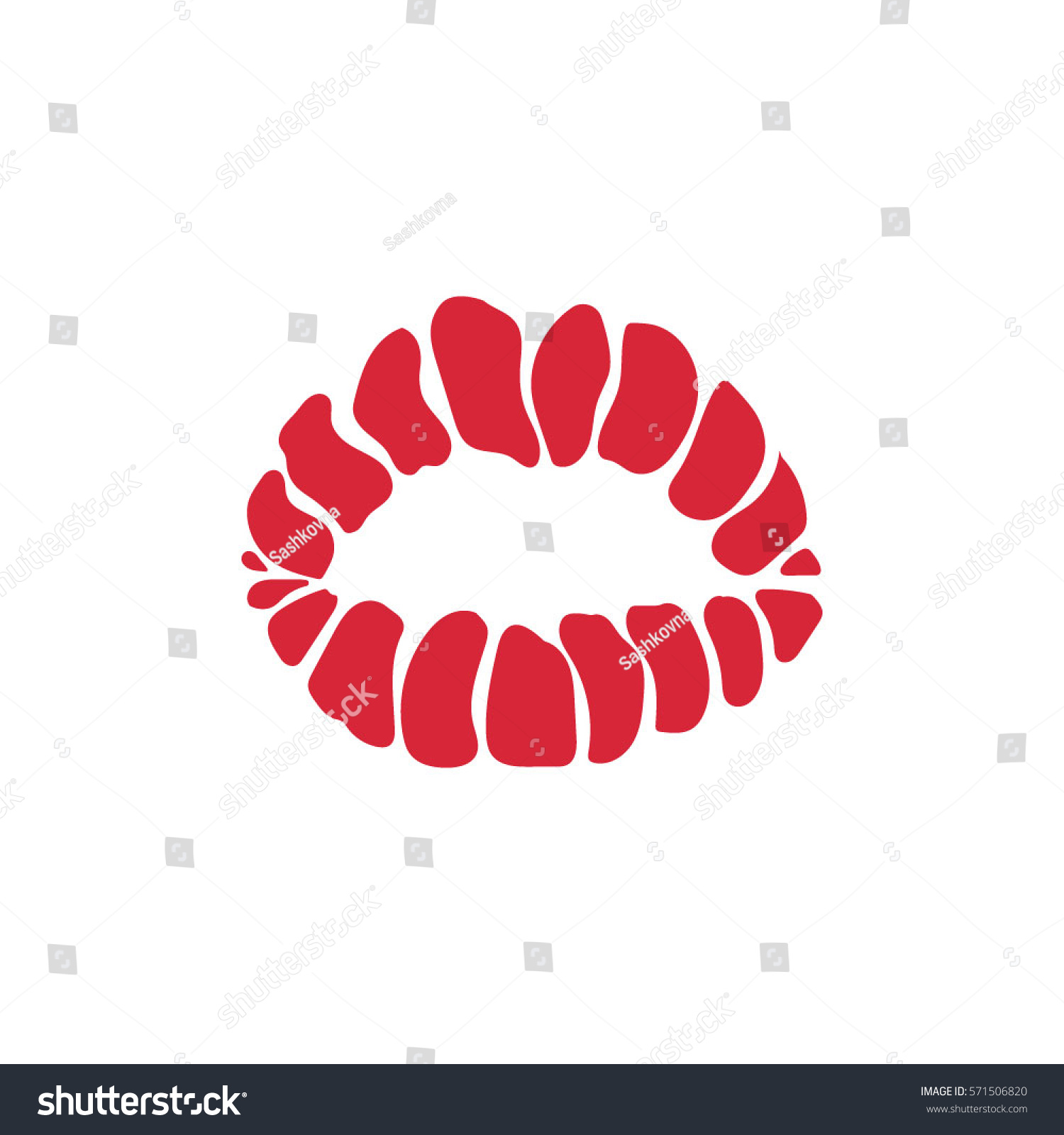 Big Red Lips Track On White Stock Vector (Royalty Free) 571506820