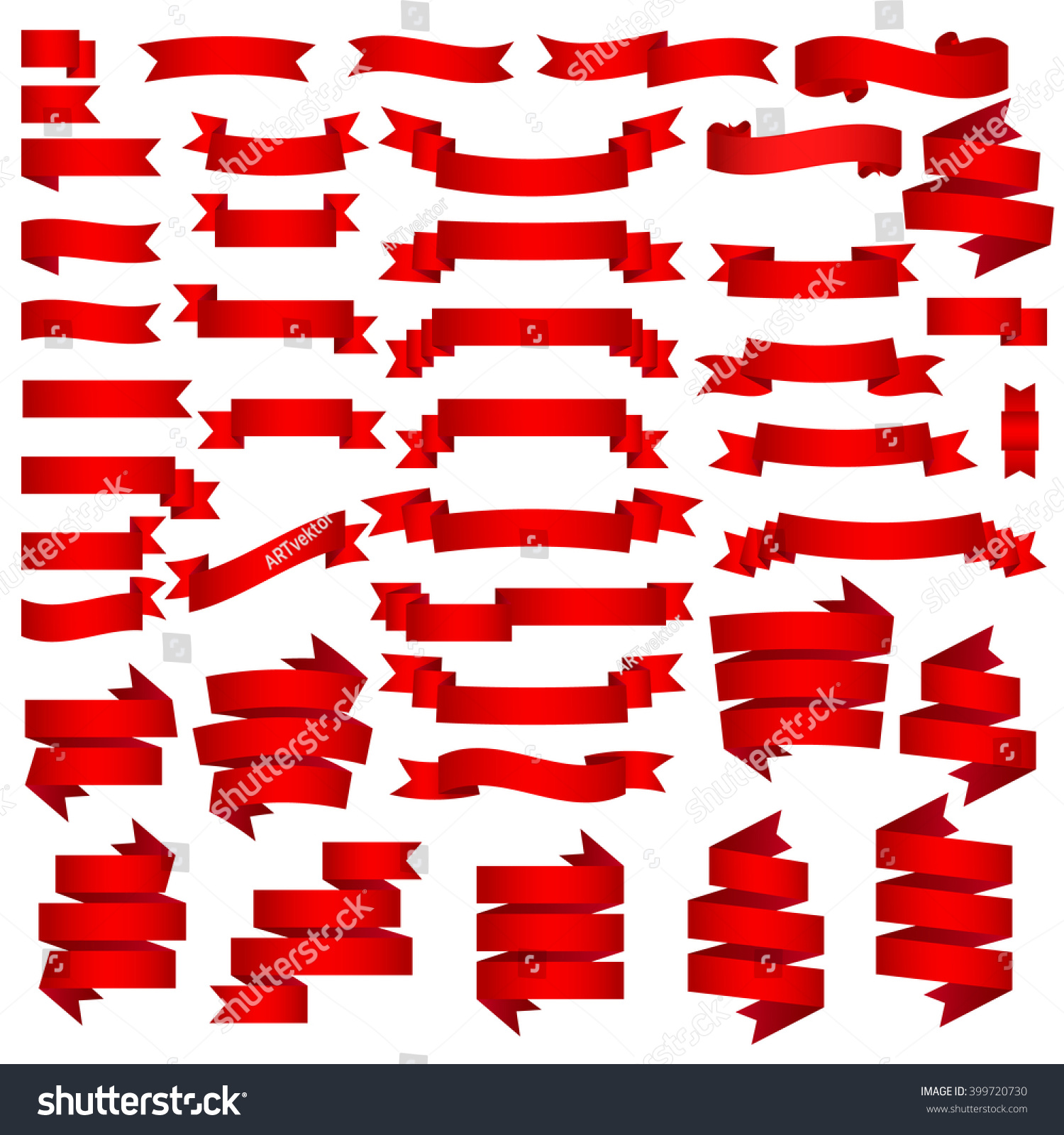 Big Red Ribbons Set Stock Vector (Royalty Free) 399720730 | Shutterstock