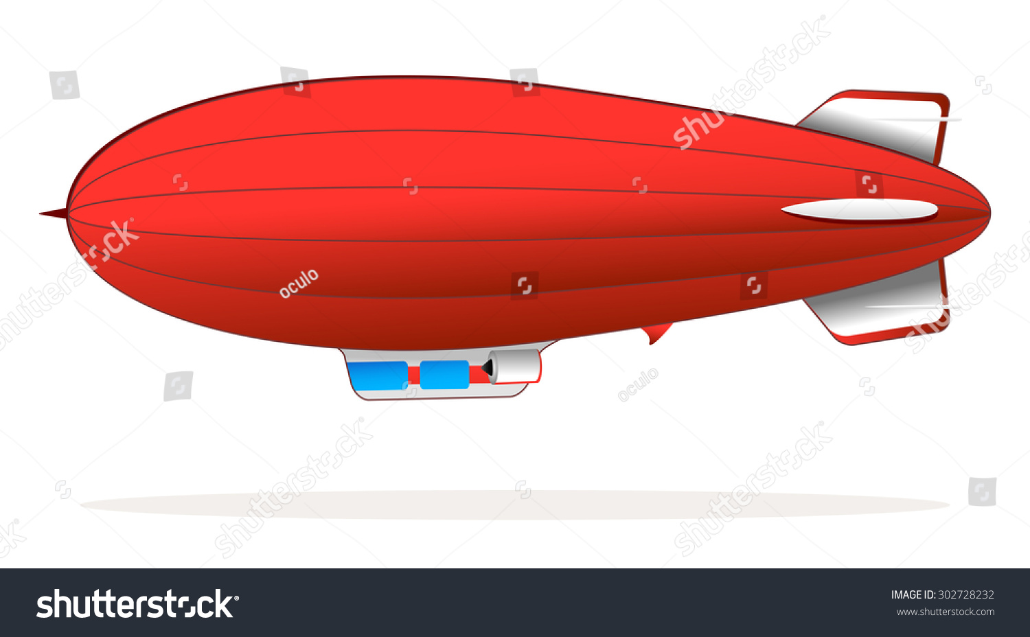 Big Retro Red Blimp Flying Stock Vector (Royalty Free) 302728232