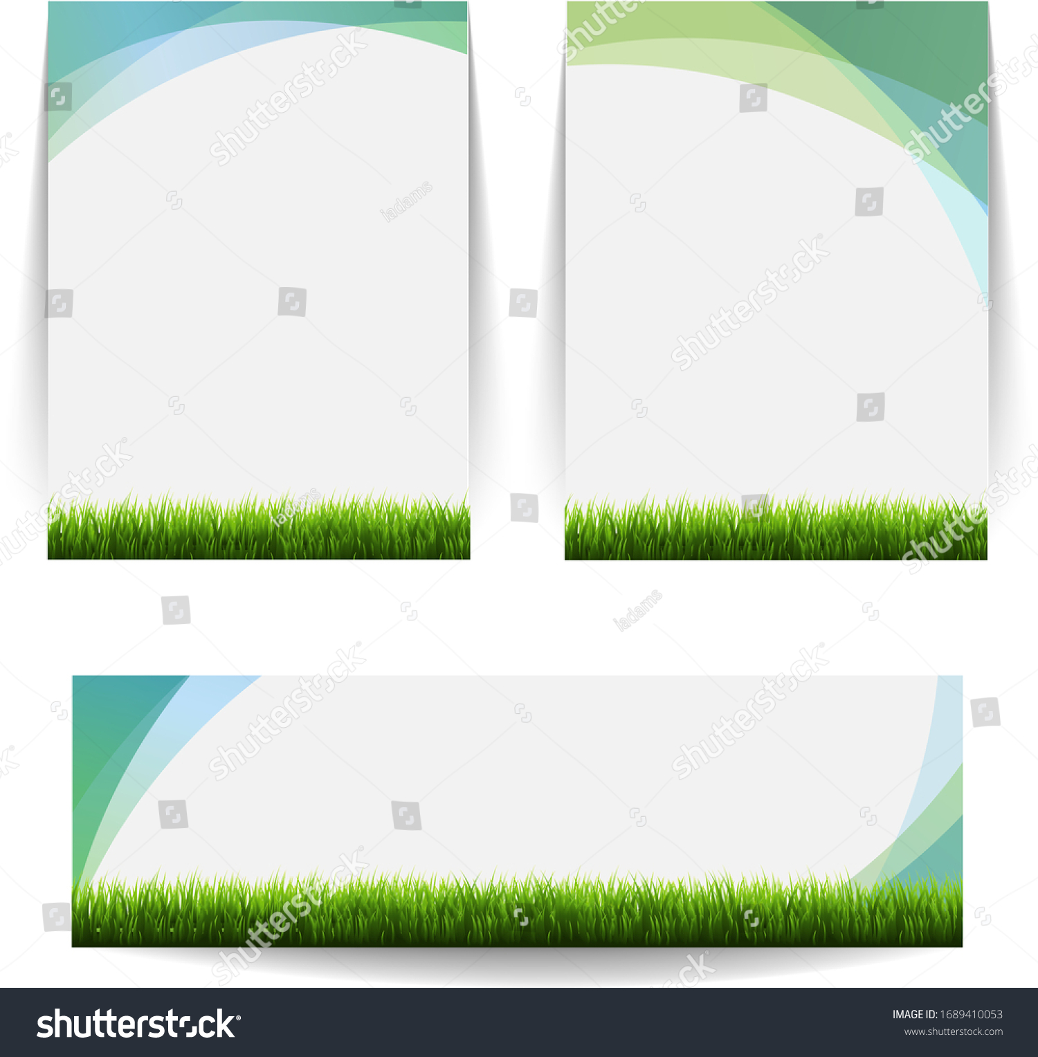 Big Set Banner Grass Border Isolated Stock Vector (Royalty Free ...