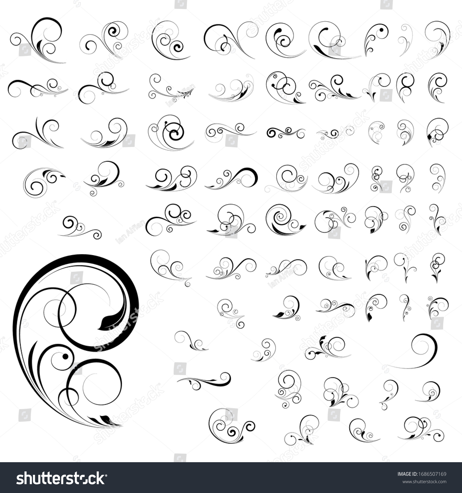 Big Set Bundle Swirl Ornament Stroke Stock Vector (Royalty Free) 1686507169 Big Set Bundle Swirl Ornament Stroke Stock Vector (Royalty Free) 1686507169