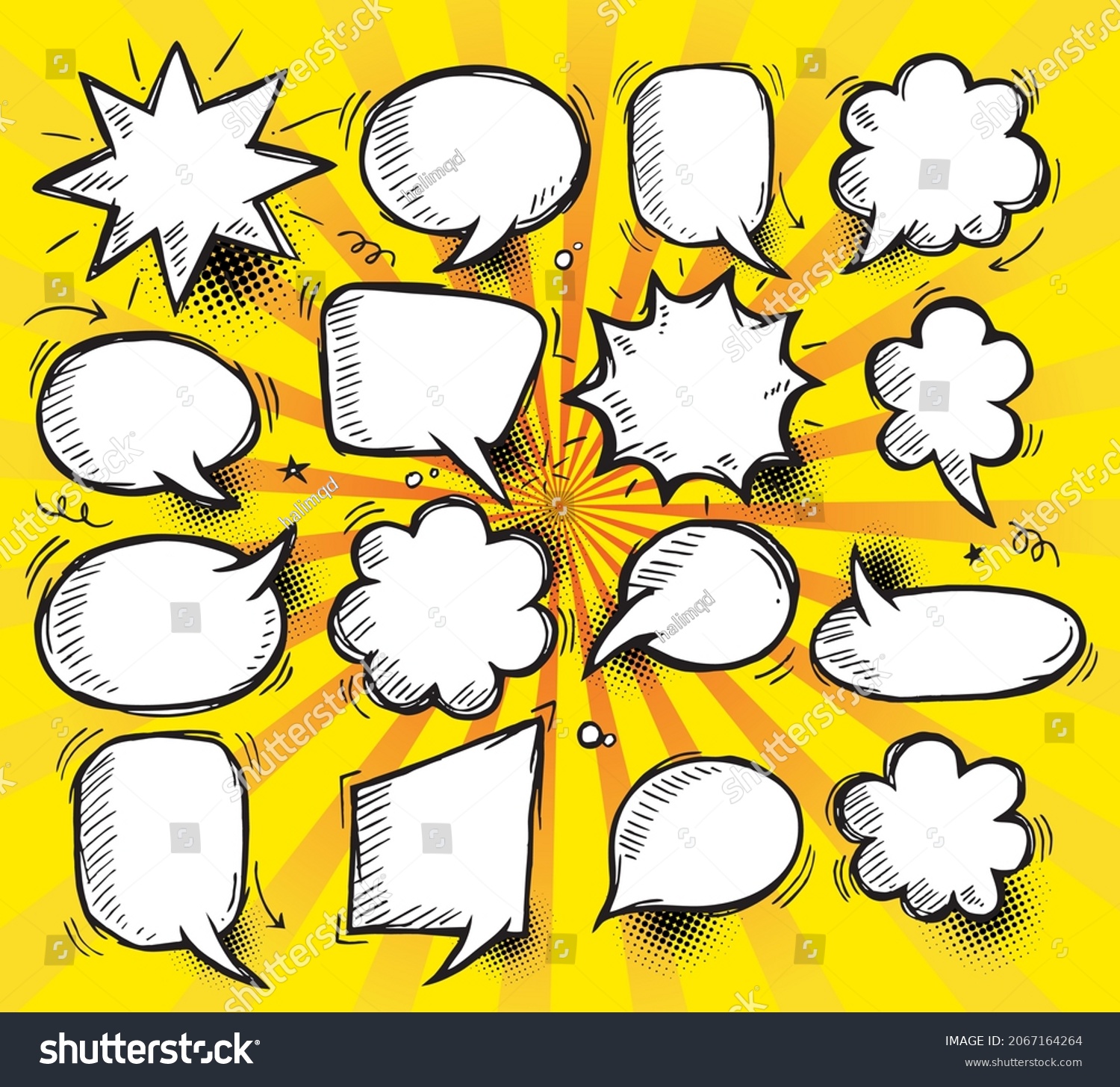 Big Set Comic Speech Bubbles Halftone Stock Vector (Royalty Free ...