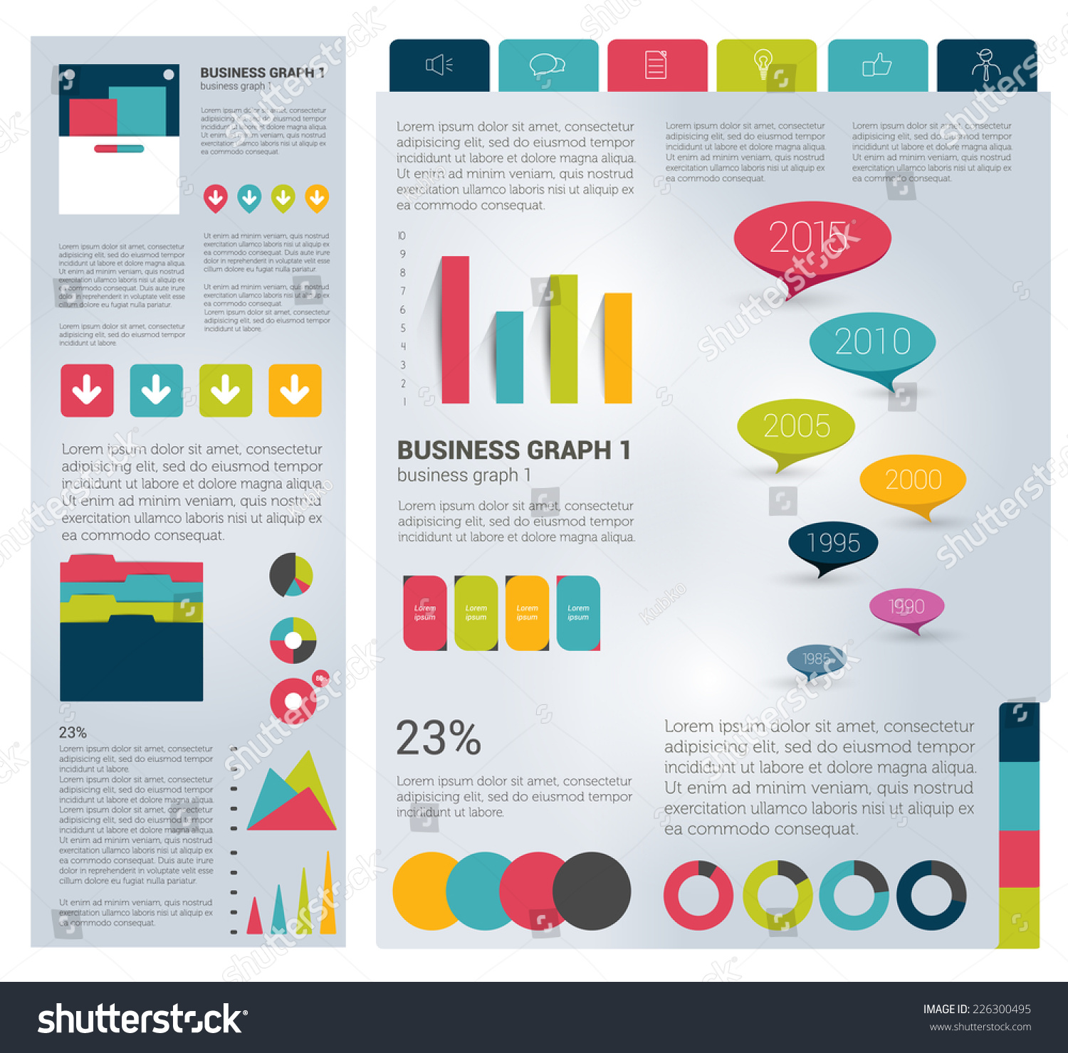 Big Set Flat Infographic Elements Layout: immagine vettoriale stock ...