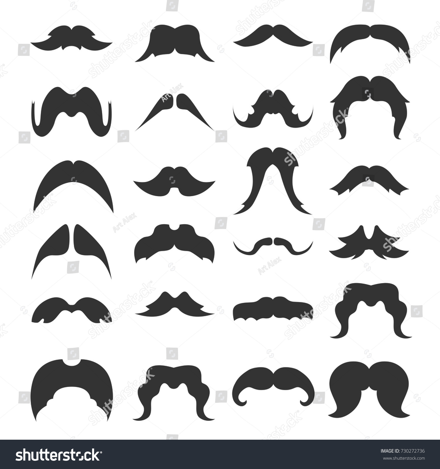 Big Set Mustaches Black Silhouettes Collection Stock Vector (Royalty ... Big Set Mustaches Black Silhouettes Collection Stock Vector (Royalty ...