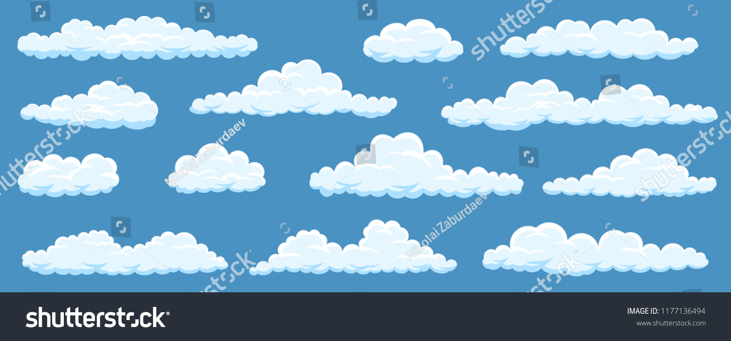 Big Set Vector Cartoon Clouds 12 스톡 벡터(로열티 프리) 1177136494 | Shutterstock