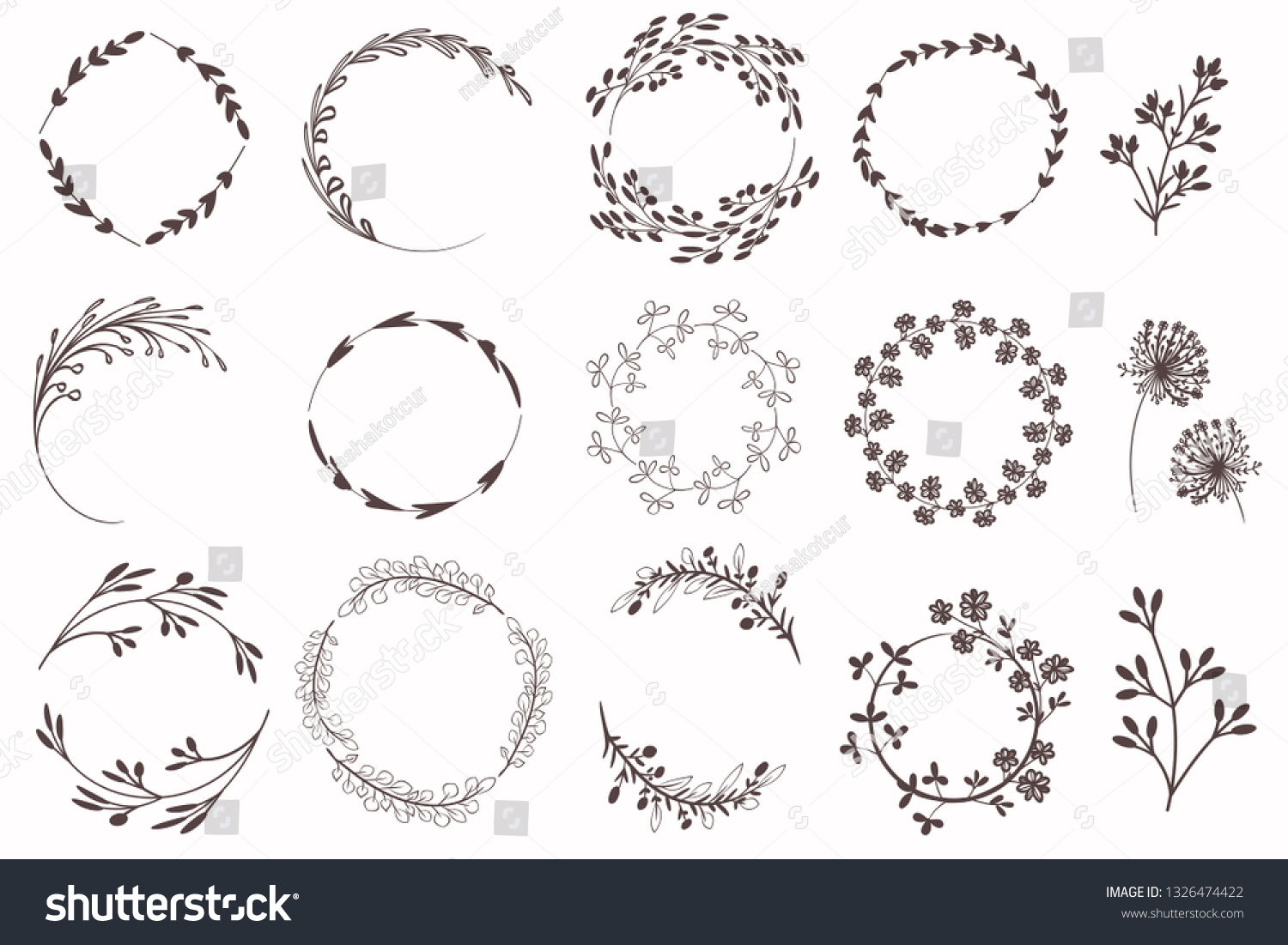 Big Set Vector Floral Rustic Frames Stock Vector (Royalty Free) 1326474422