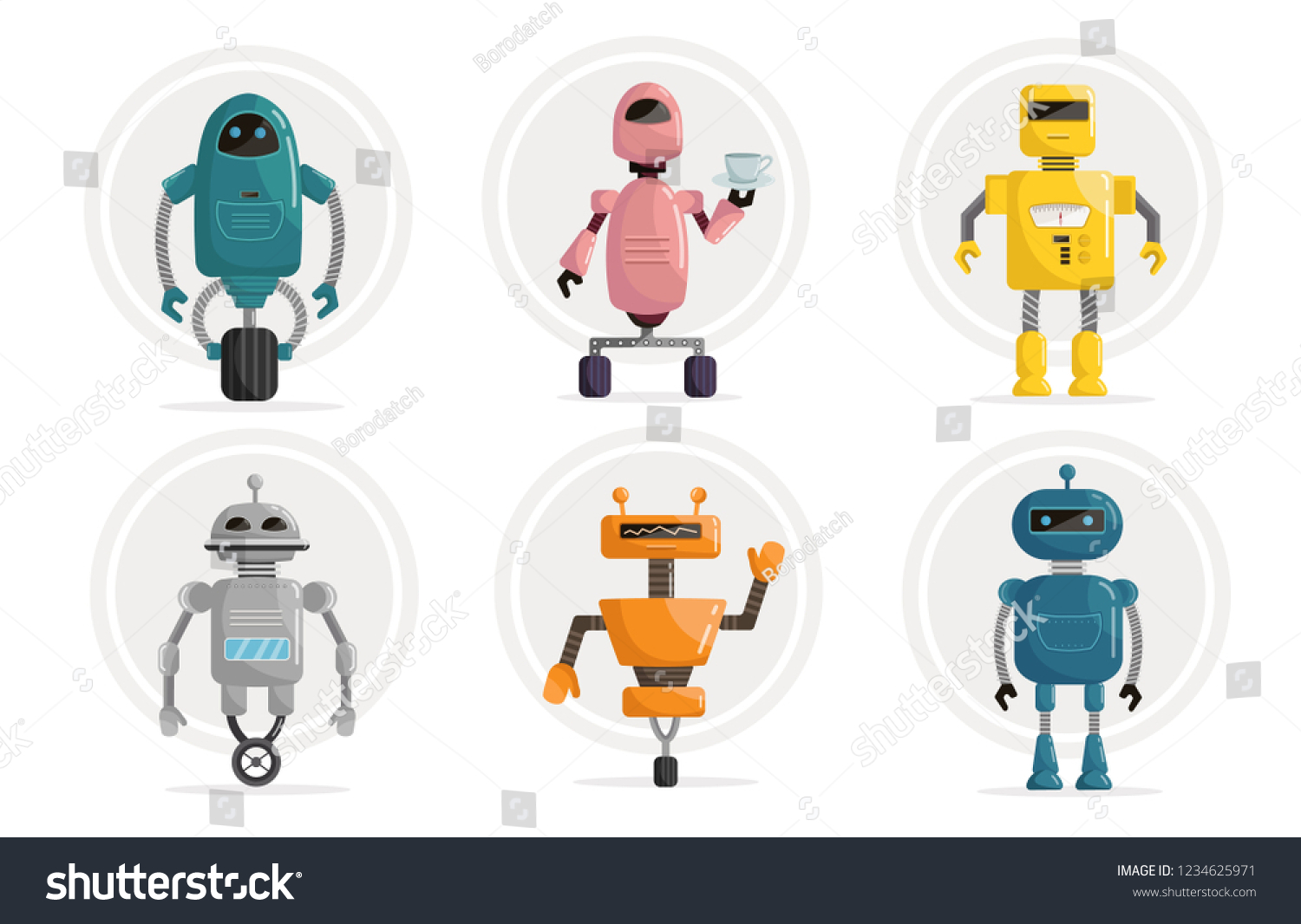 Big Set Robots Cartoon Vector Illustration: Vector có sẵn (miễn phí bản ...