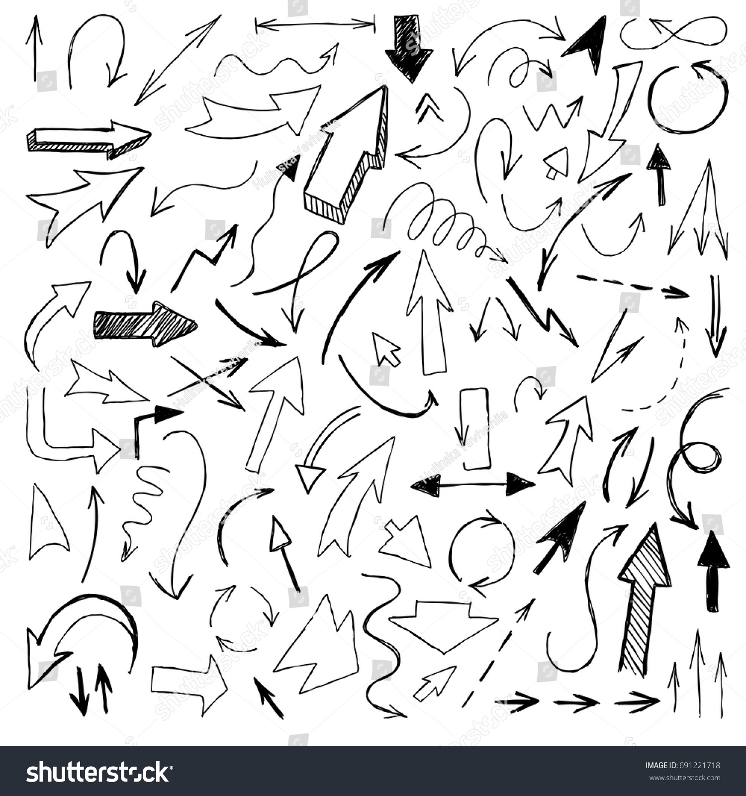 Big Set Vector Arrows Set Hand Stock Vector (Royalty Free) 691221718