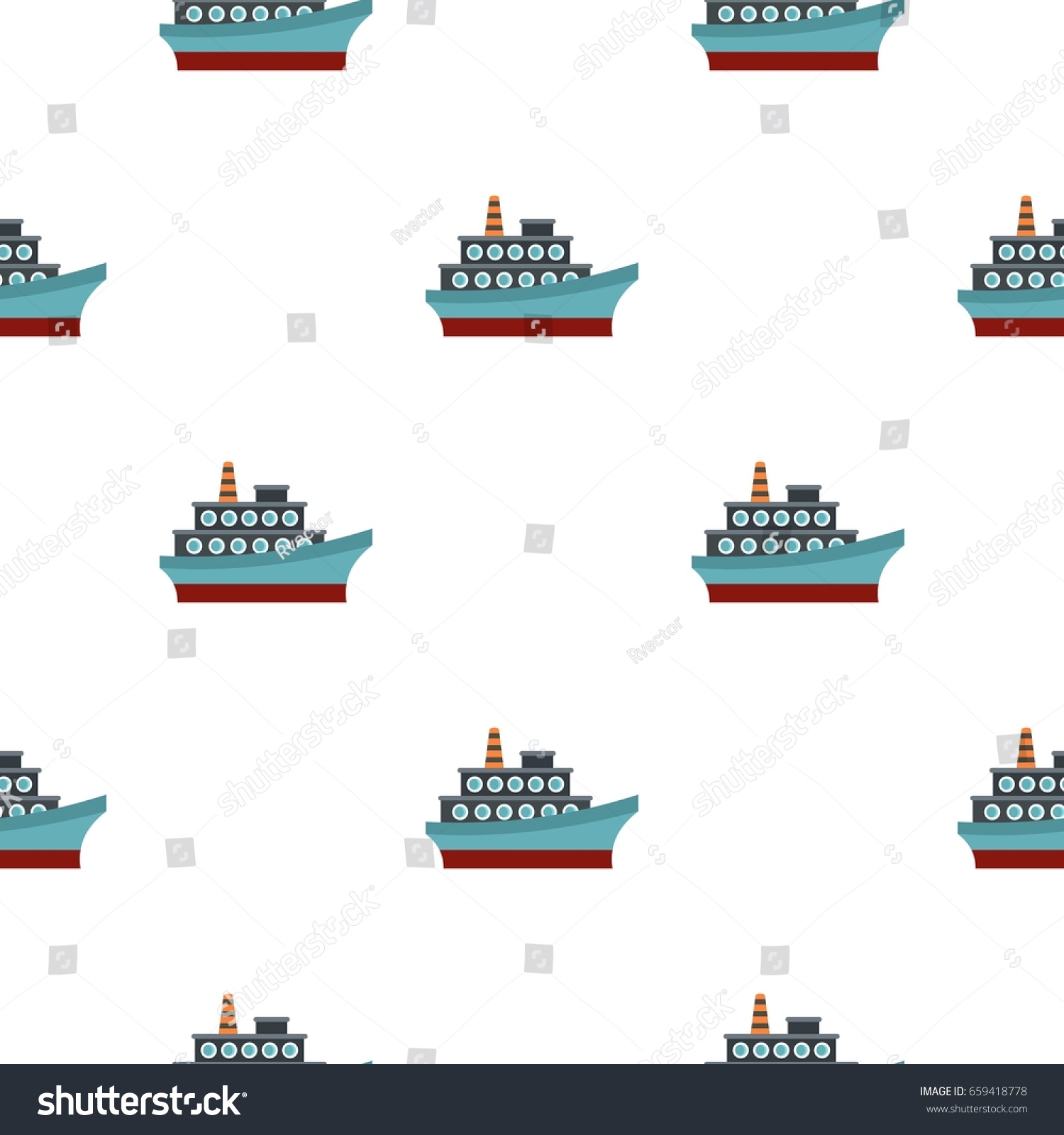 Big Ship Pattern Seamless Flat Style Stock Vector (Royalty Free ...