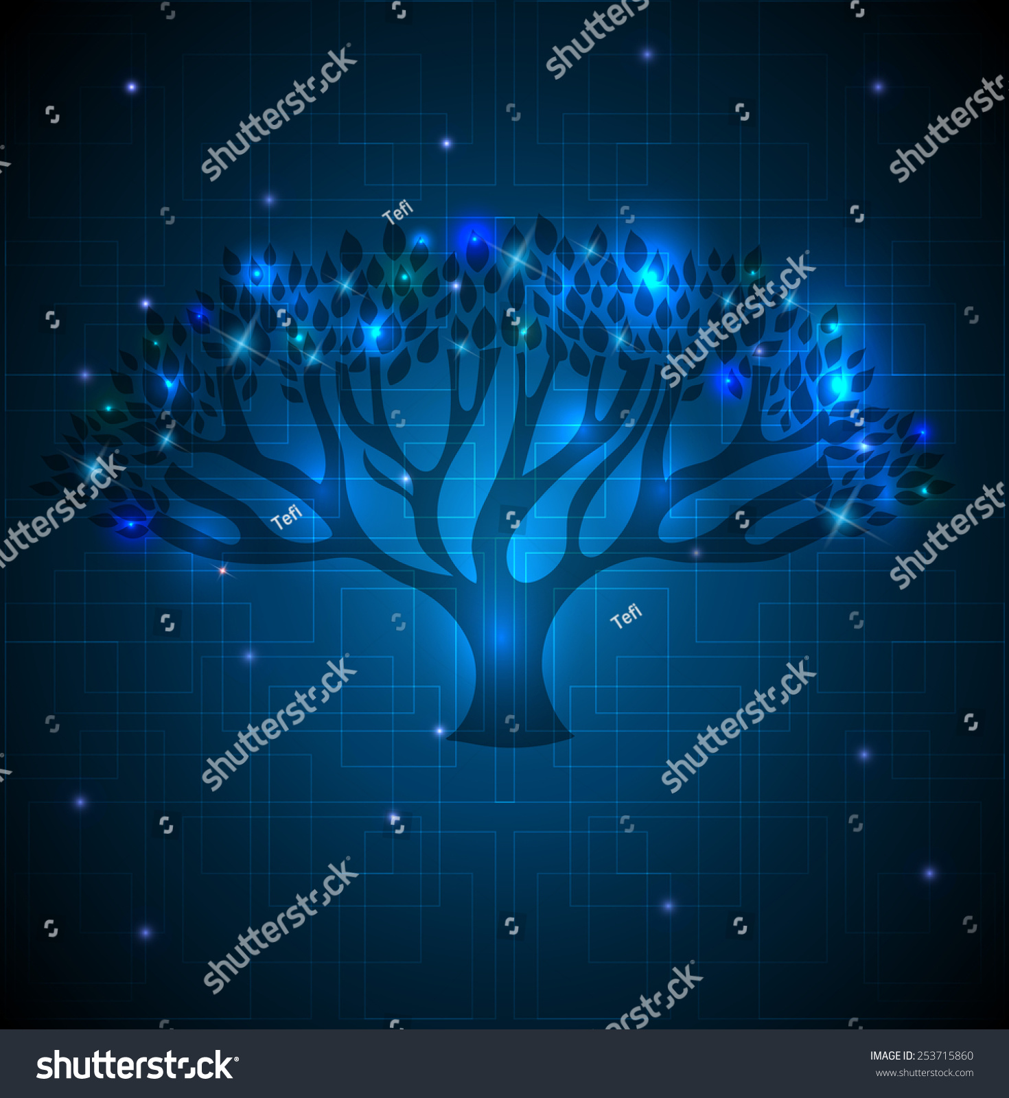 Big Tree Abstract Blue Background Light Stock Vector (Royalty Free ...