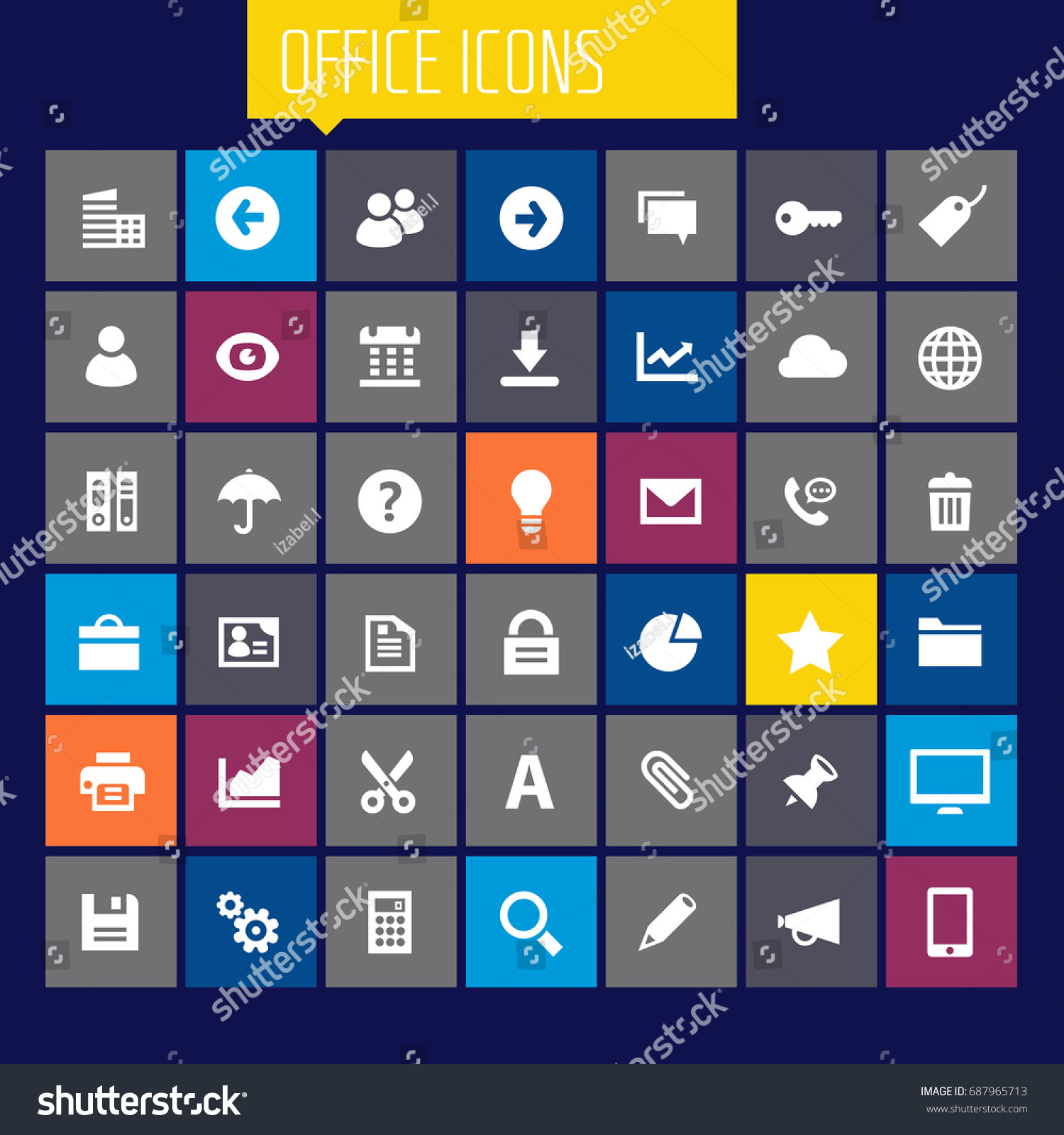 Big Ui Ux Office Icon Set Stock Vector (Royalty Free) 687965713