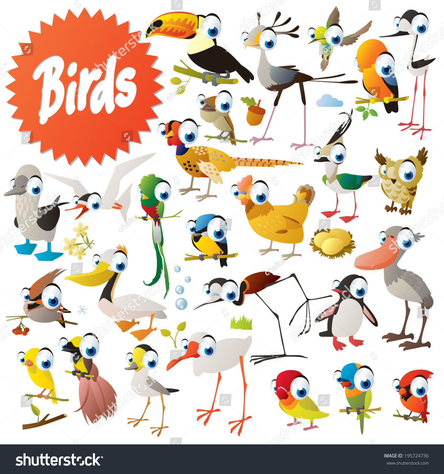 Gran grupo de aves vectoriales: vector de stock (libre de regalías ...